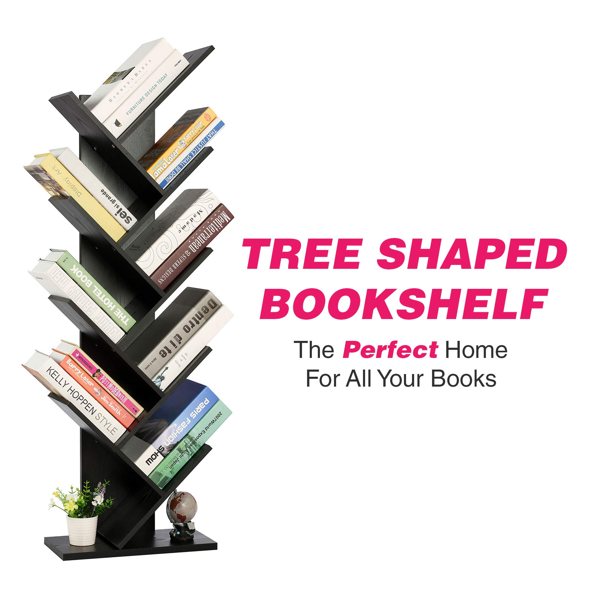 Berry Ave 9-Tier Tree Bookshelf - Unique Bookshelf for Books, Magazines ...
