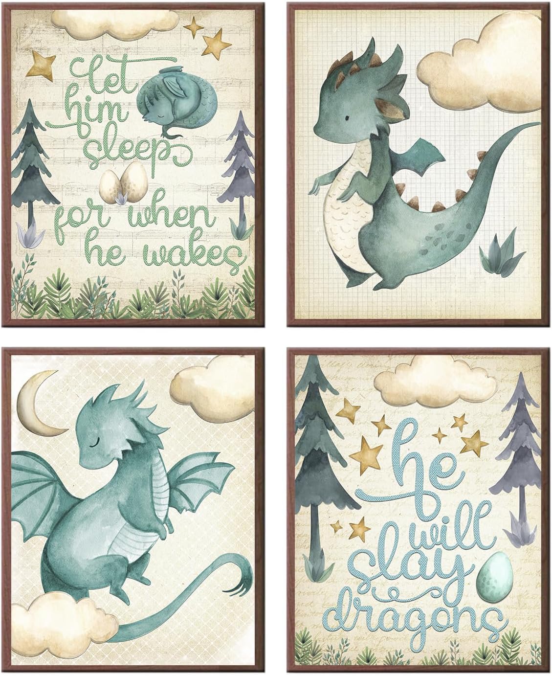 Amazon.com: Silly Goose Gifts Let Him Sleep - Dragon Themed Wall Art ...