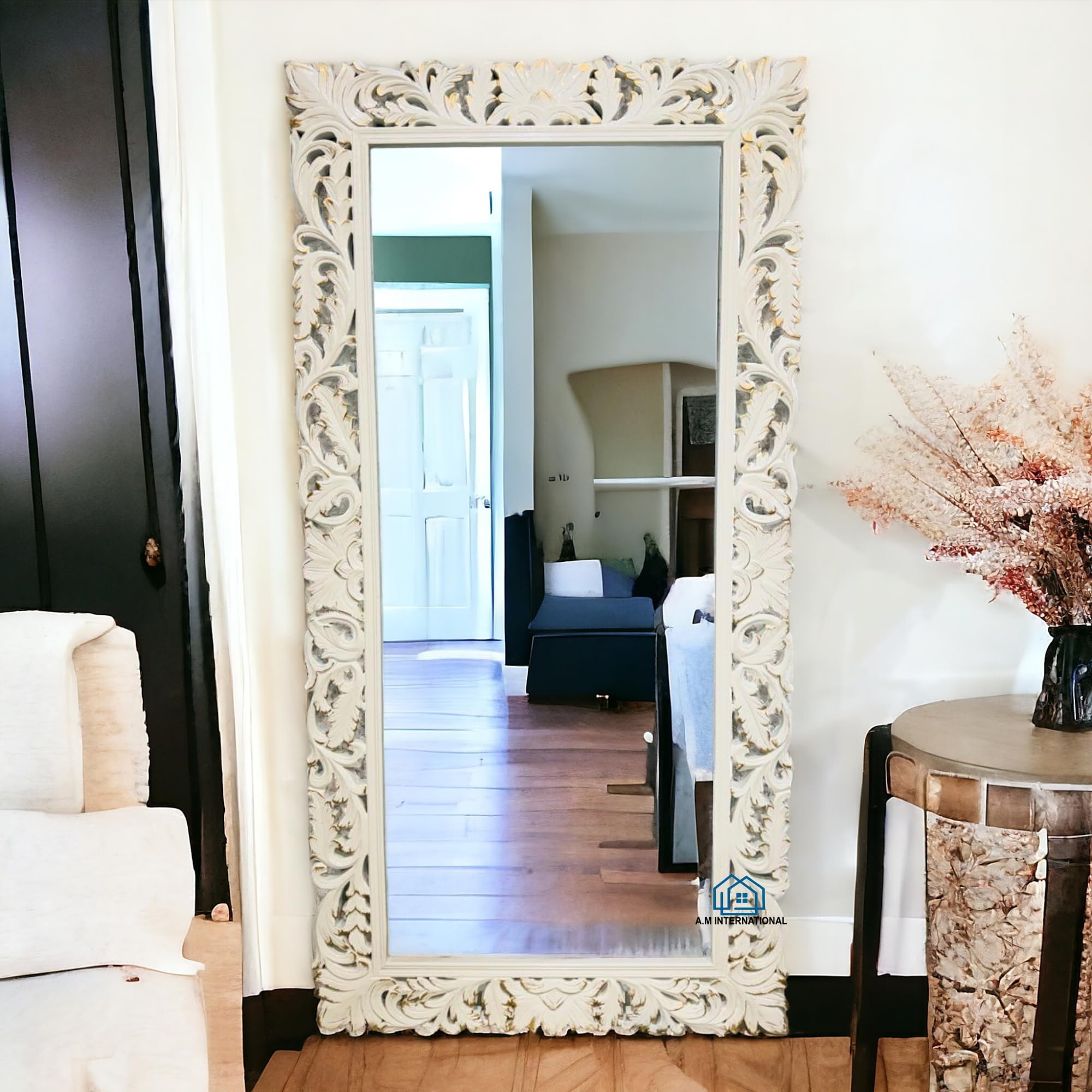 Buy 999STORE Engineered Wood Floral Leaves Rectangle Frame Vintage ...