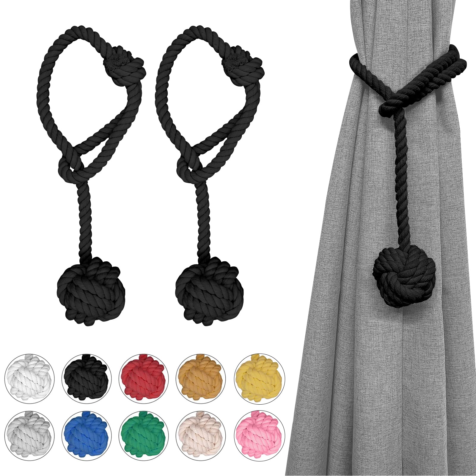 Amazon.com: Ushomin Curtain Tiebacks, 2 Packs Curtain Rope Tieback ...