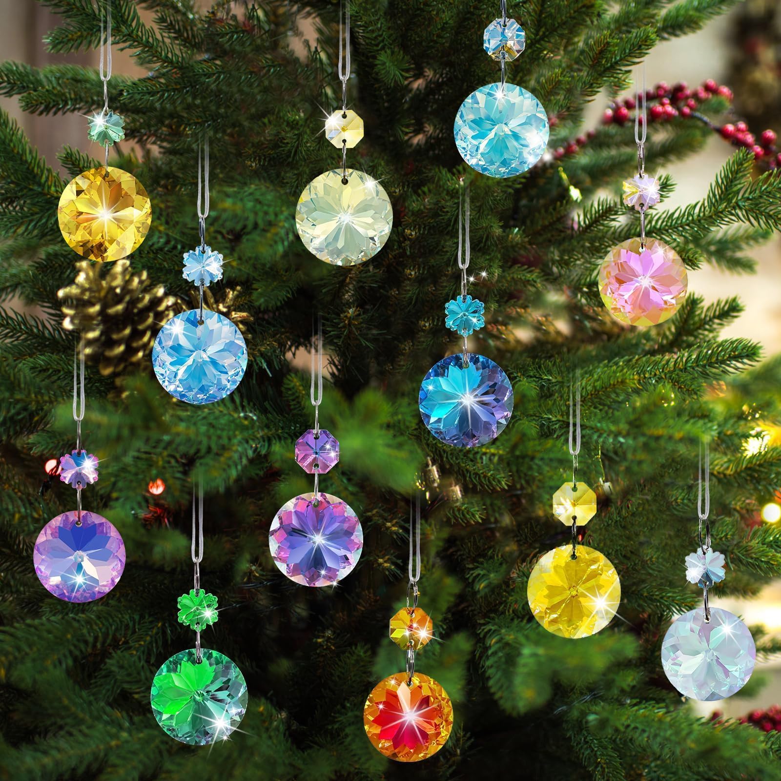Amazon.com: 12pcs Small Christmas Crystal Ornaments for Mini Tree ...