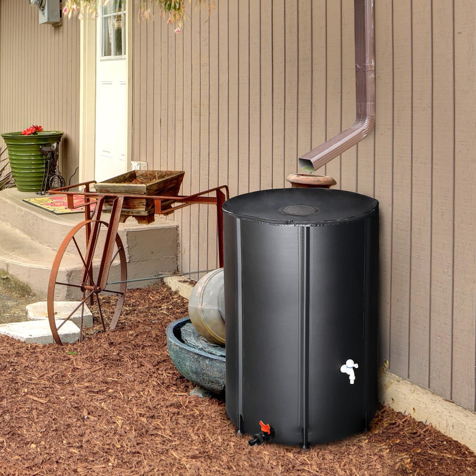 Amazon.com : Outvita 100 Gallon Collapsible Rain Barrel, Garden Water ...
