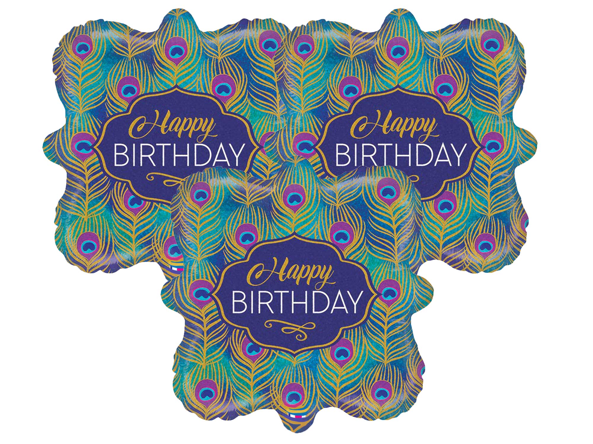 Amazon.com: Set of 3 Happy Birthday Peacock Feather Party Balloon ...