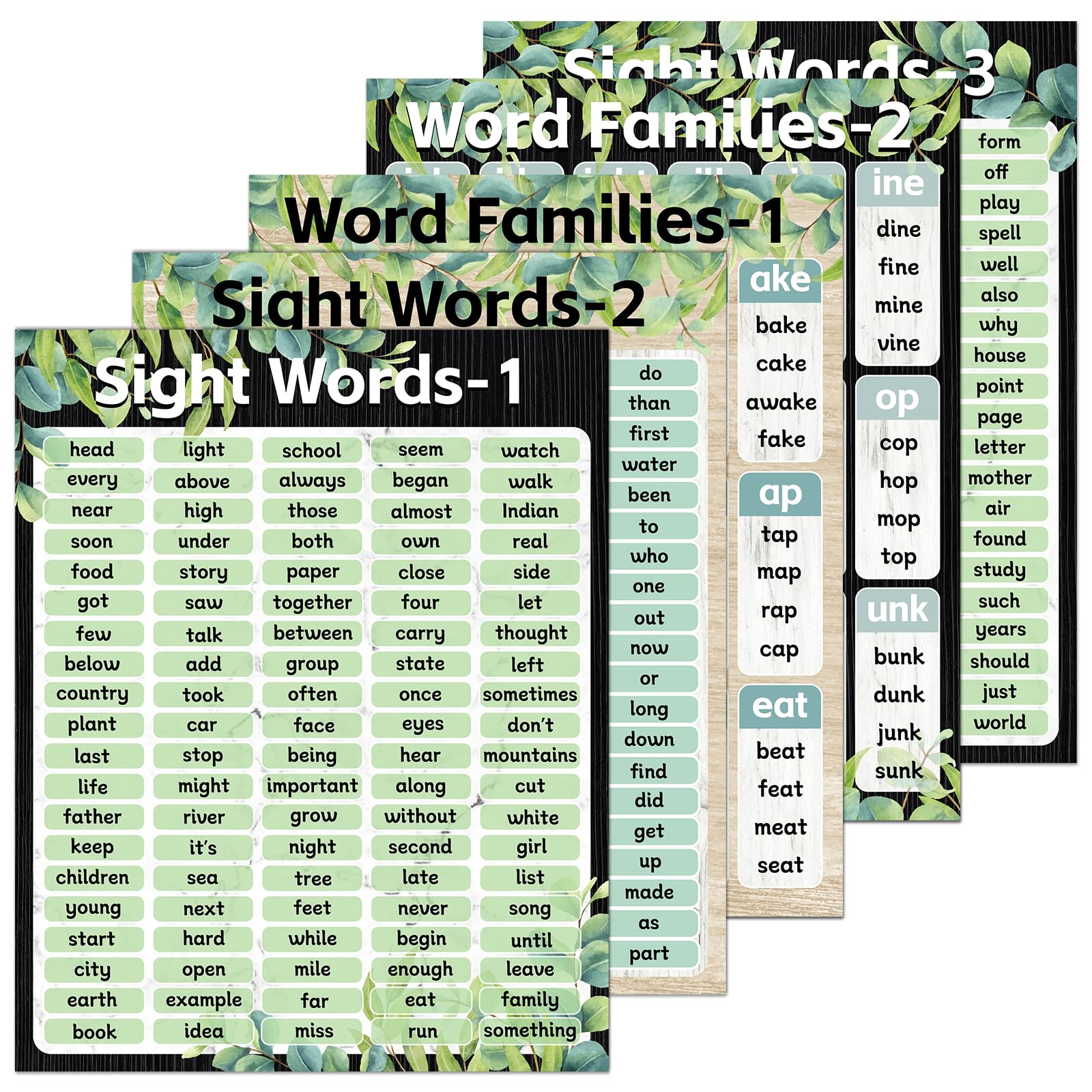 Buy CHUNNIN 5 Pcs Eucalyptus Words And Word Families s for Classroom ...