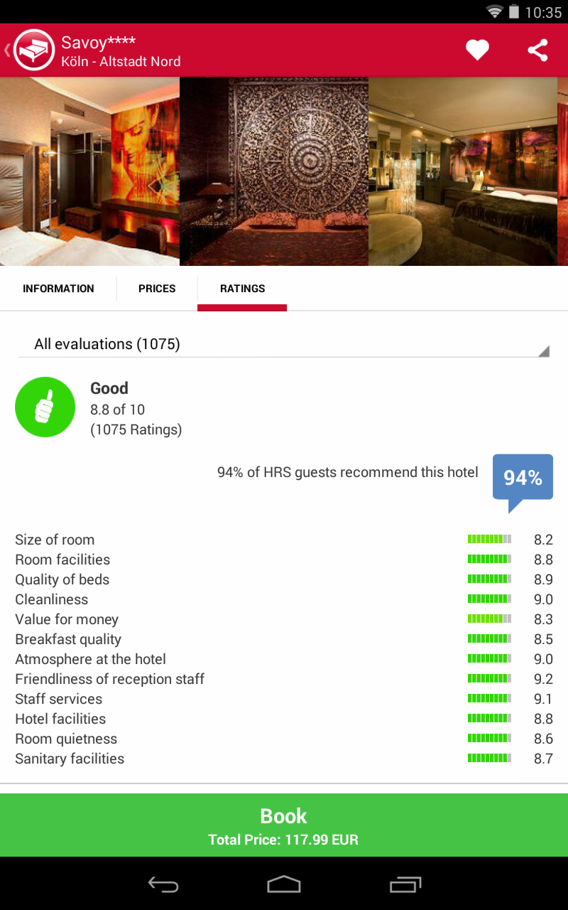 Aplicación Hotel Search HRS en Amazon Appstore