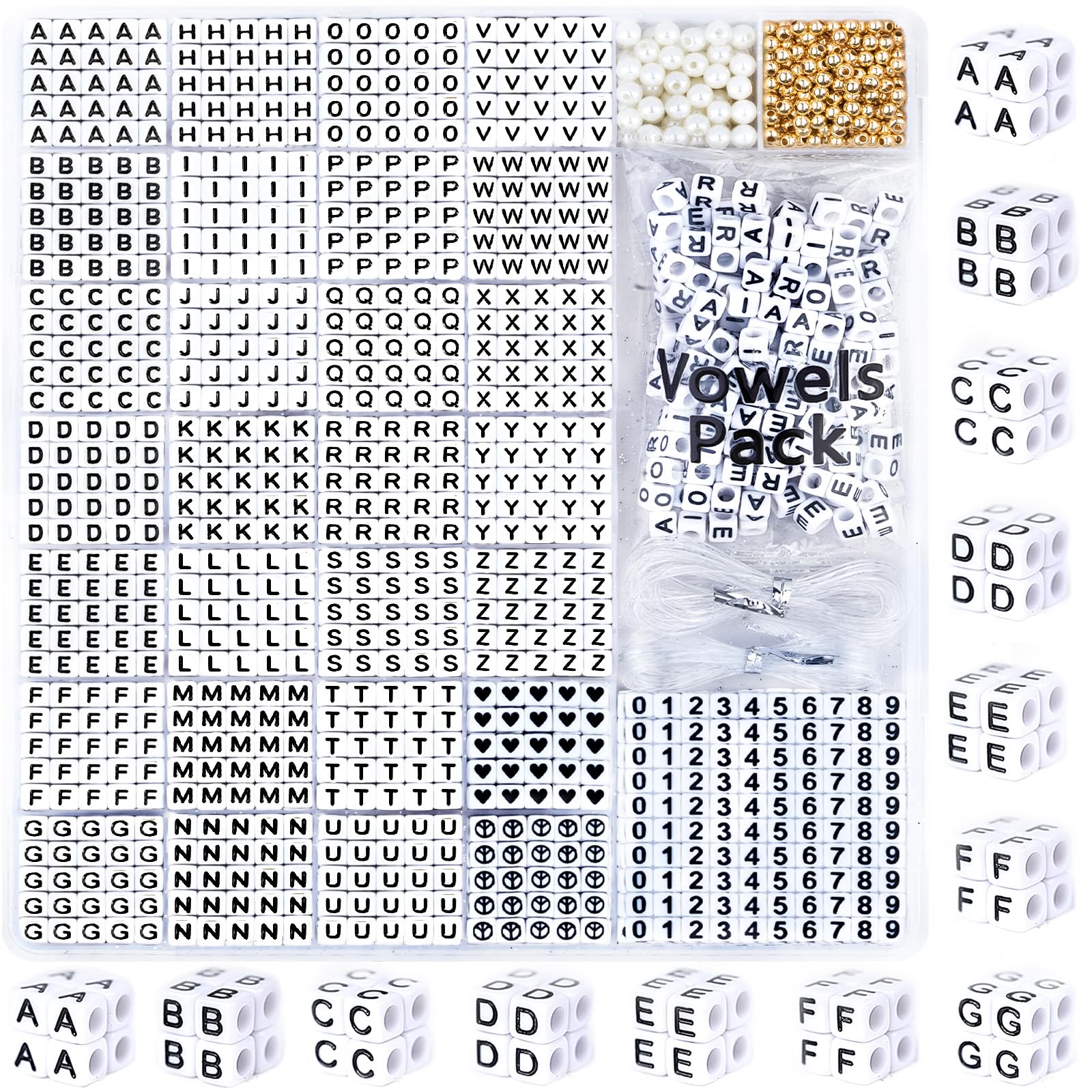 Amazon.com: DoDoBeads Alphabet Beads for Bracelets - 1270Pcs Square ...