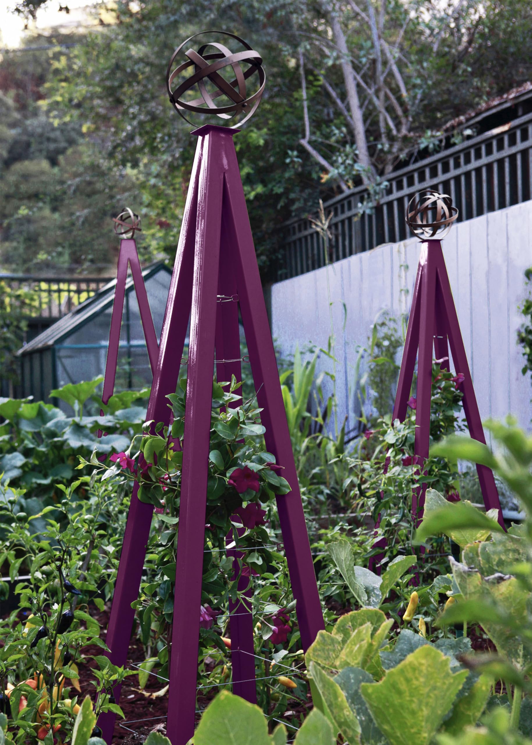 Mission Style Trellis Obelisk 32" Wrought Iron Garden Obelisk Rose