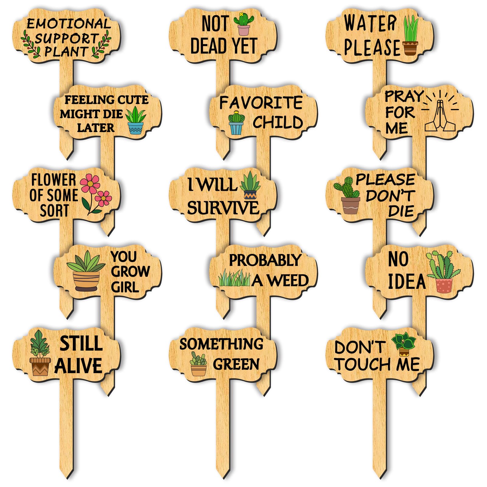 Amazon.com: arricraft 15 Pcs Funny Plant Labels, Wooden Herb Markers ...