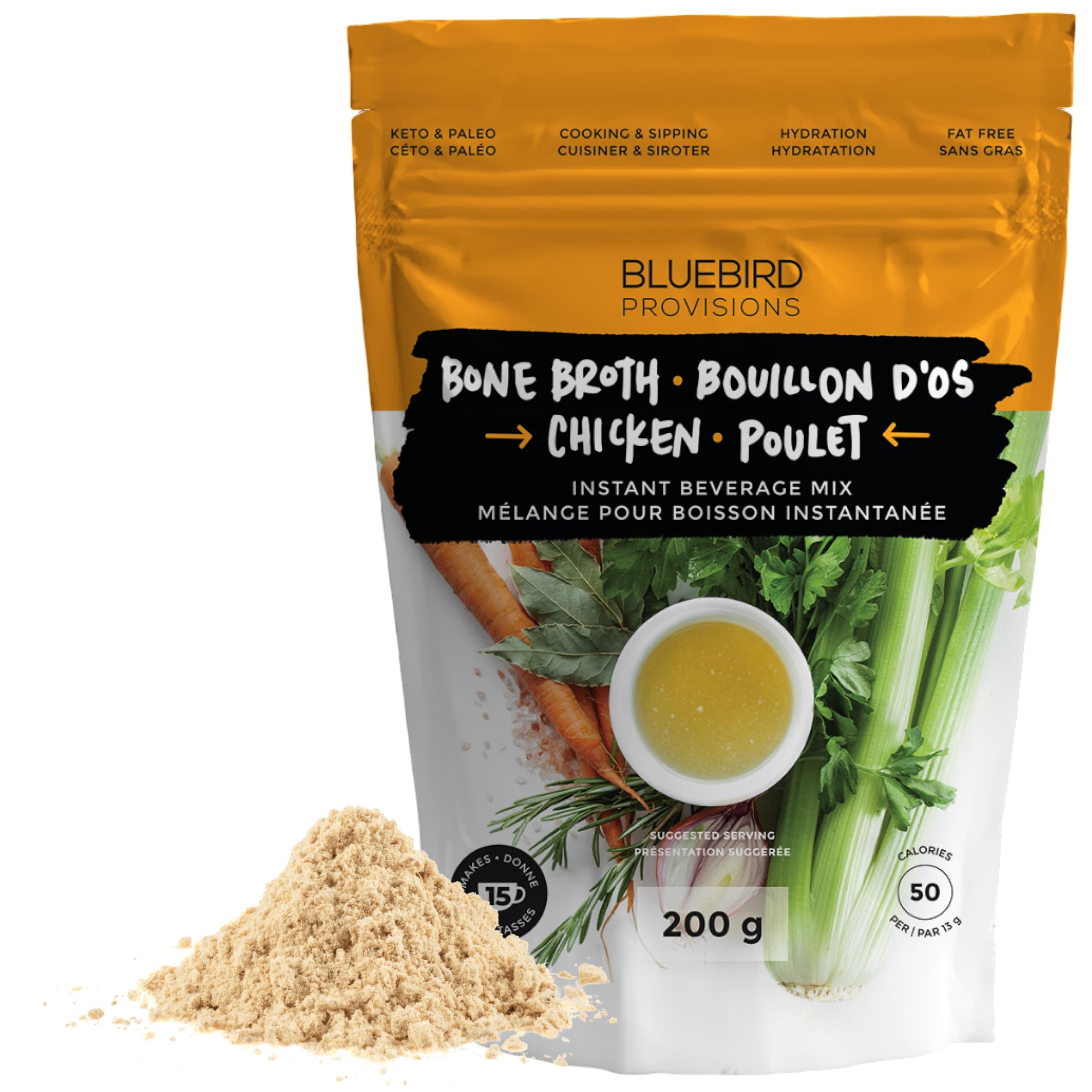 Bluebird Provisions Chicken Bone Broth Powder - Canadian Made Chicken ...