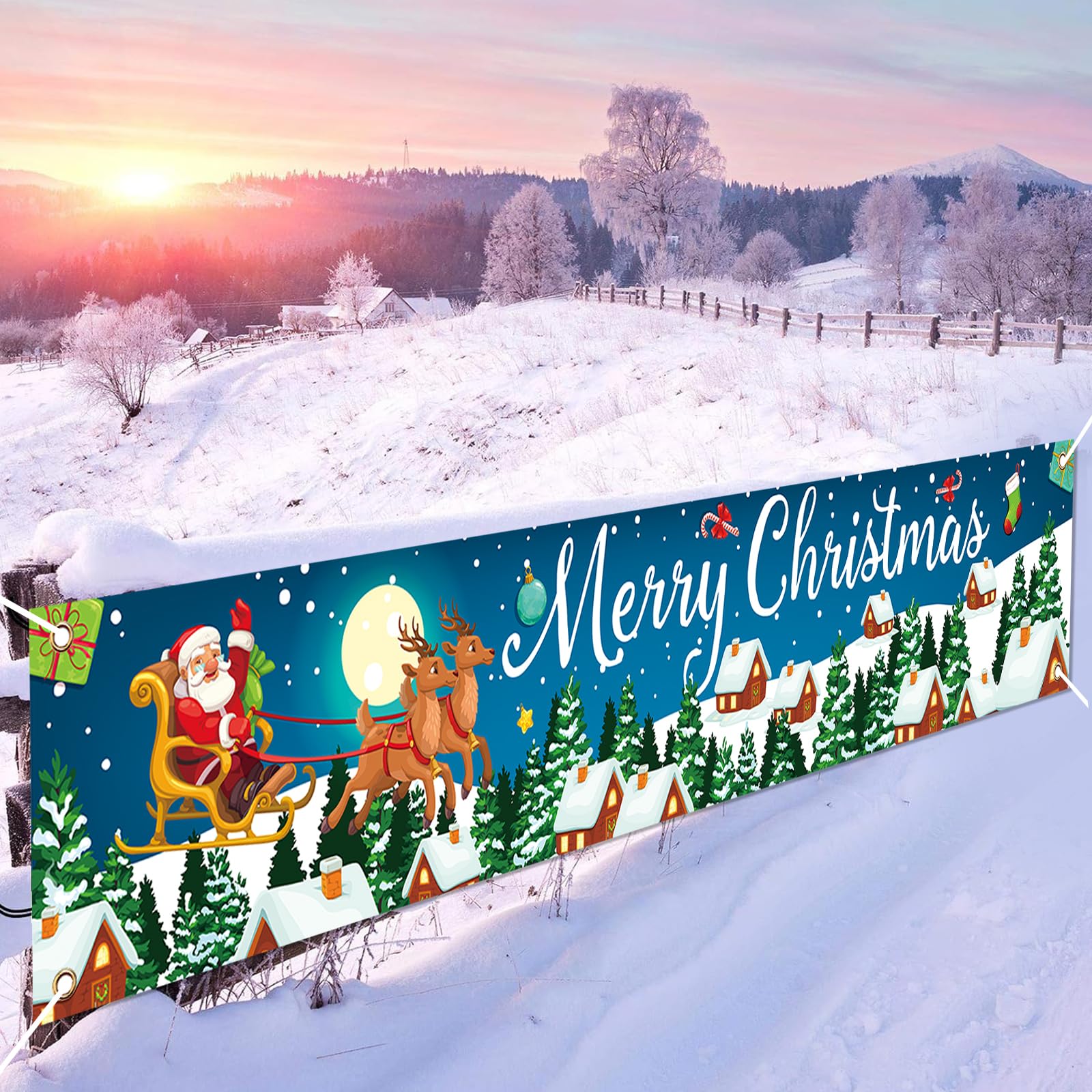 Outdoor Merry Christmas Banner Merry Christmas Sign 3' X 42' Building