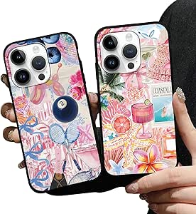 Amazon.com: Zrutru 2 Pack Preppy Pink Collage Phone Cases for iPhone 14 Pro Case Trending ...