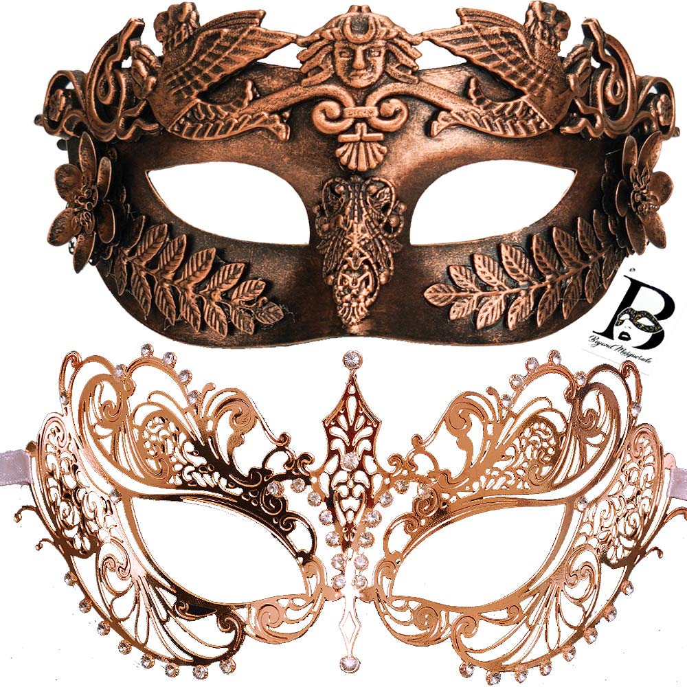 Amazon.com: Couple's Masquerade Masks for Him and Her Venetian Wedding ...