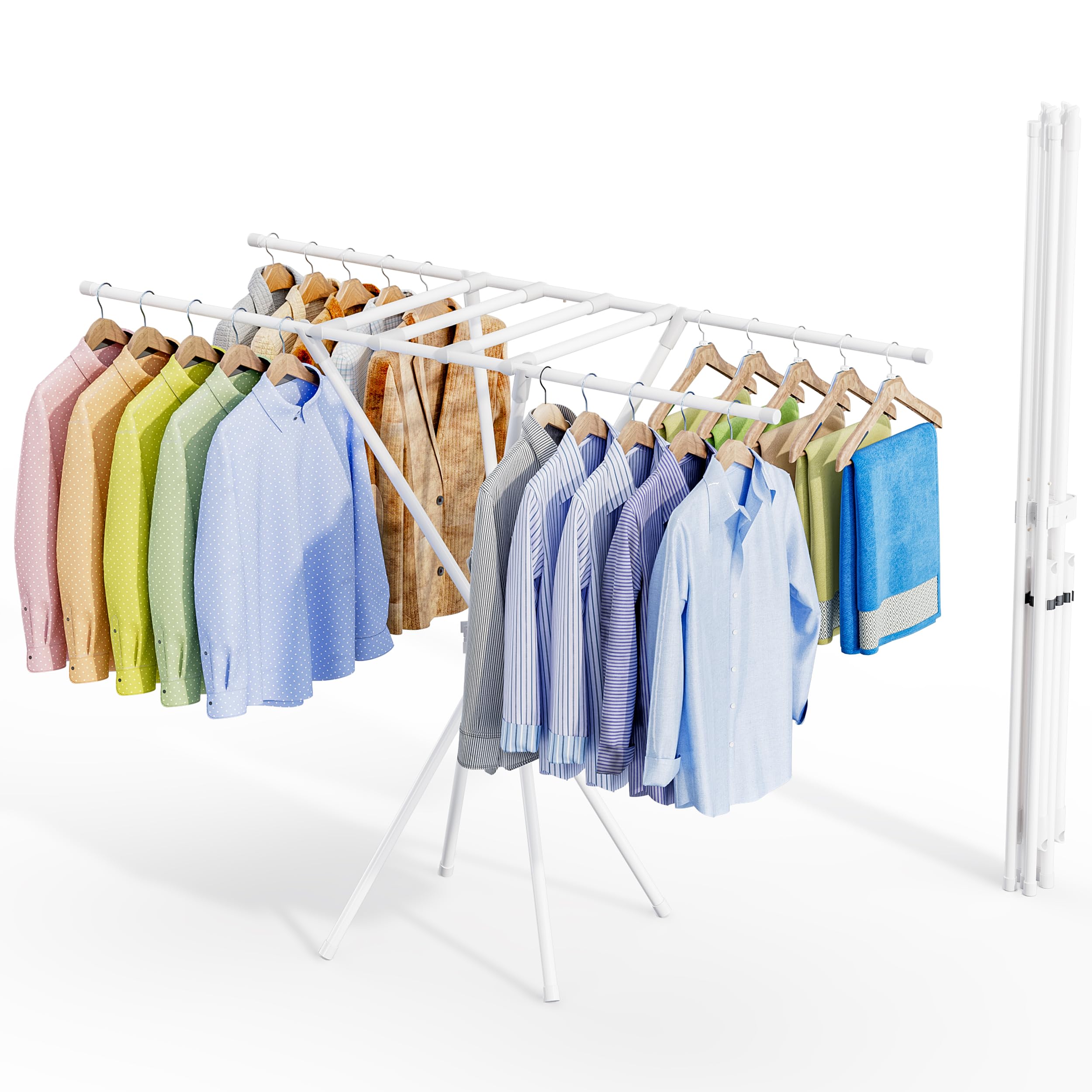 Amazon.com: Xsfzpp Clothes Drying Rack, Folding Double Pole Laundry ...
