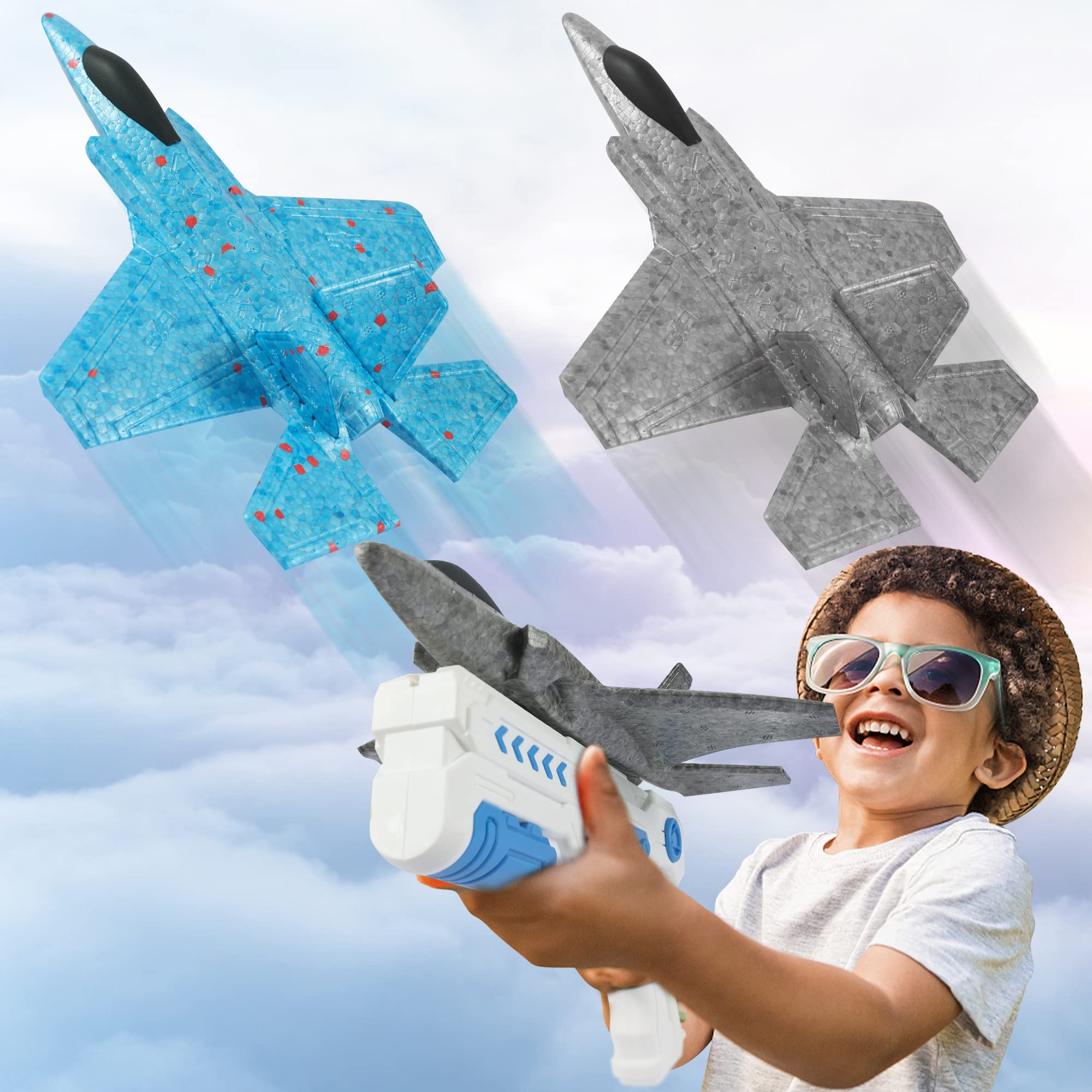 NIZHEN 2 Pack Airplane Launcher Toy, 8.8'' F-35 Foam Catapult Plane Toy ...