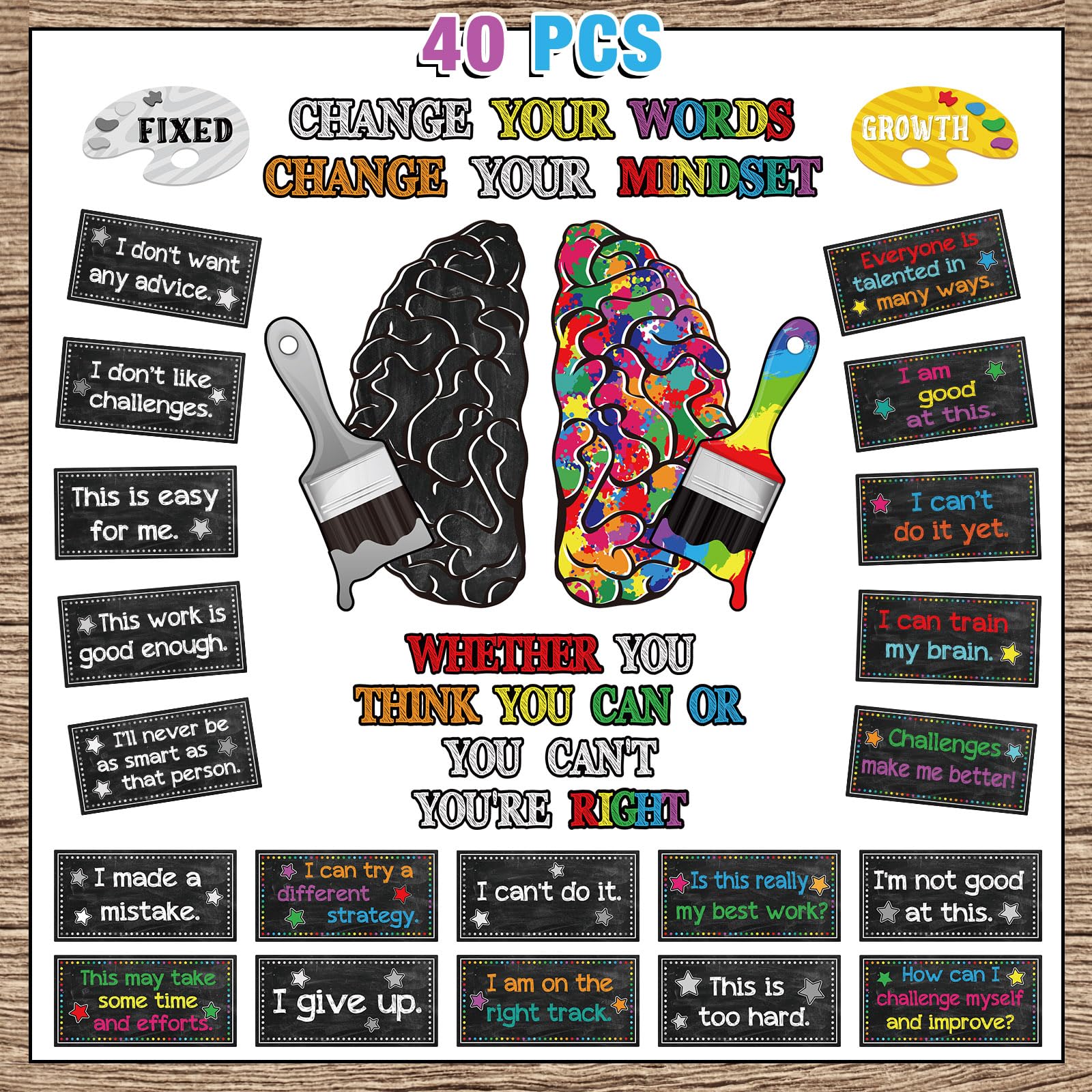 Snapklik.com : Tenare Mindset Posters Bulletin Board Set Motivational ...