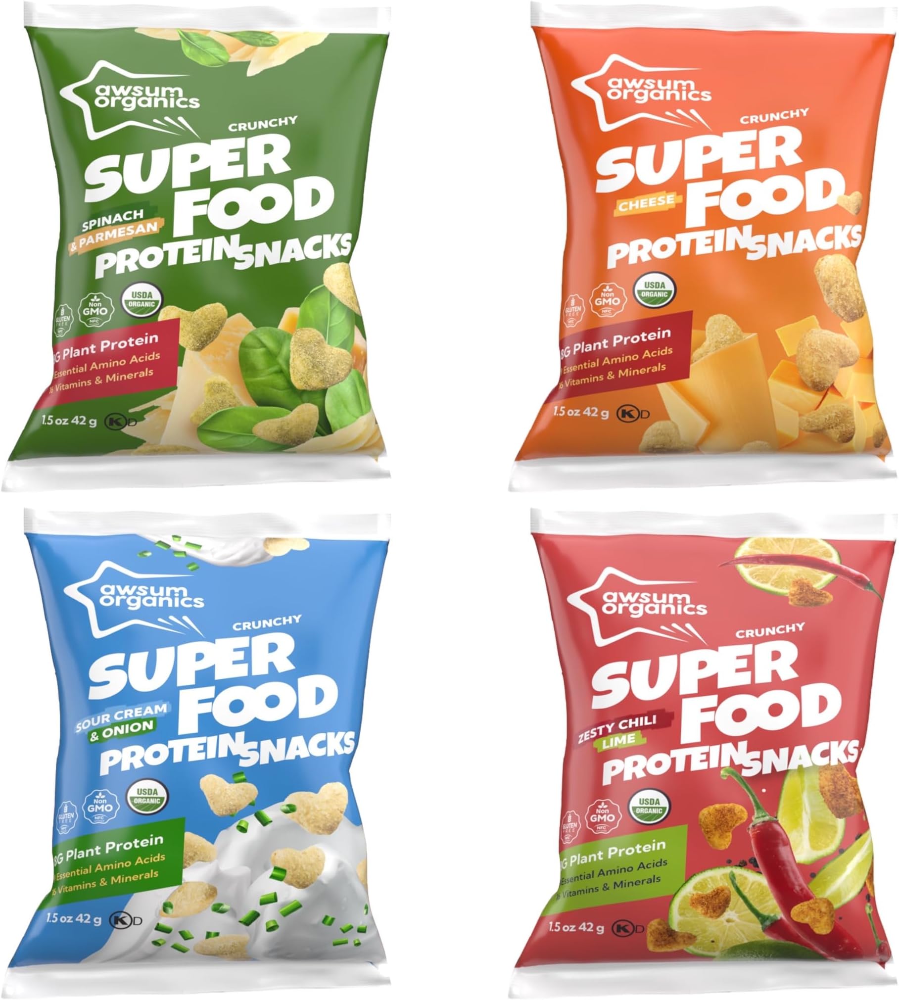 Amazon.com : Awsum Organics SUPERFOOD Protein Snacks 4 bags each 1.5 oz ...