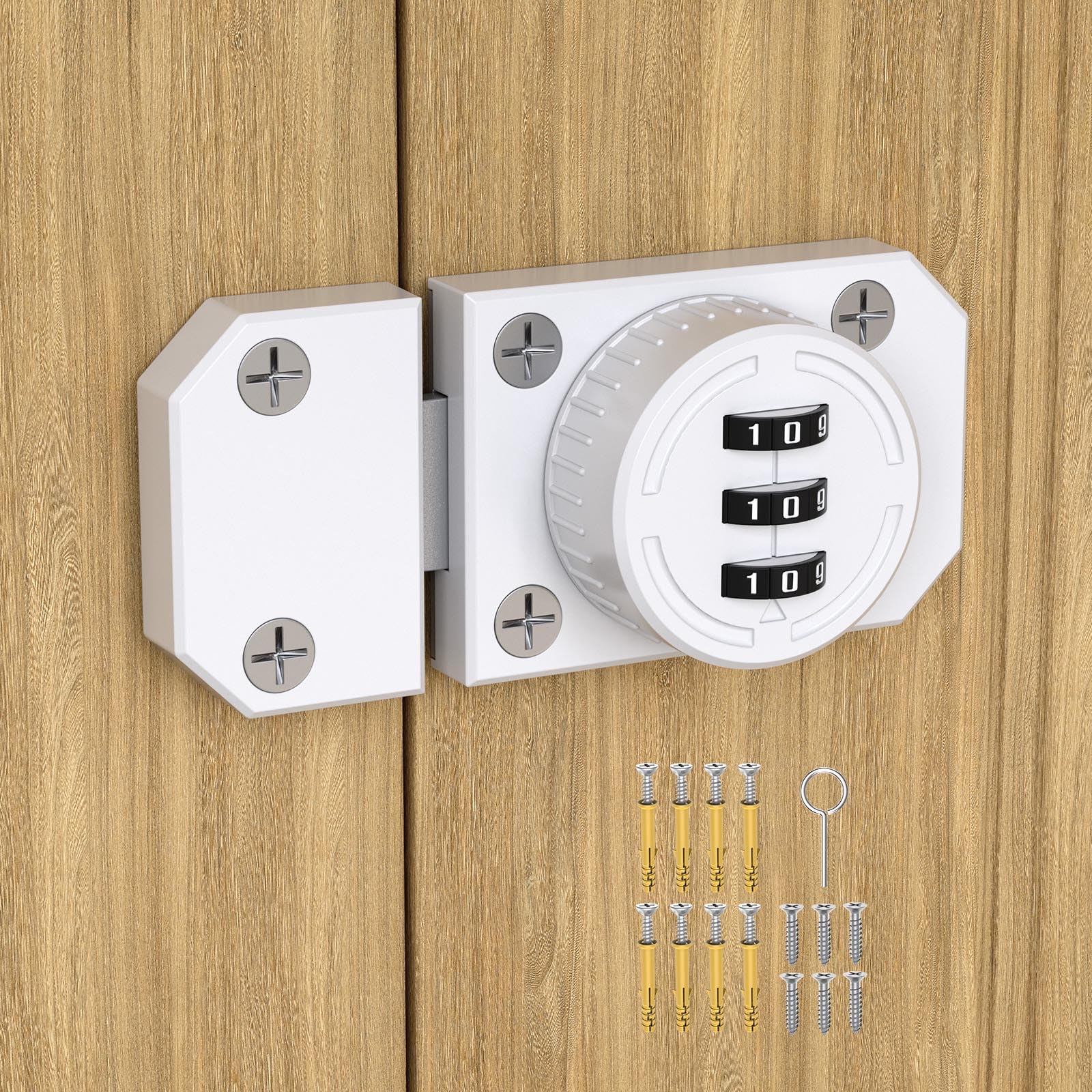 Keyless Cabinet Lock, Mechanical Rotary 3-Digit Combination Door Lock ...