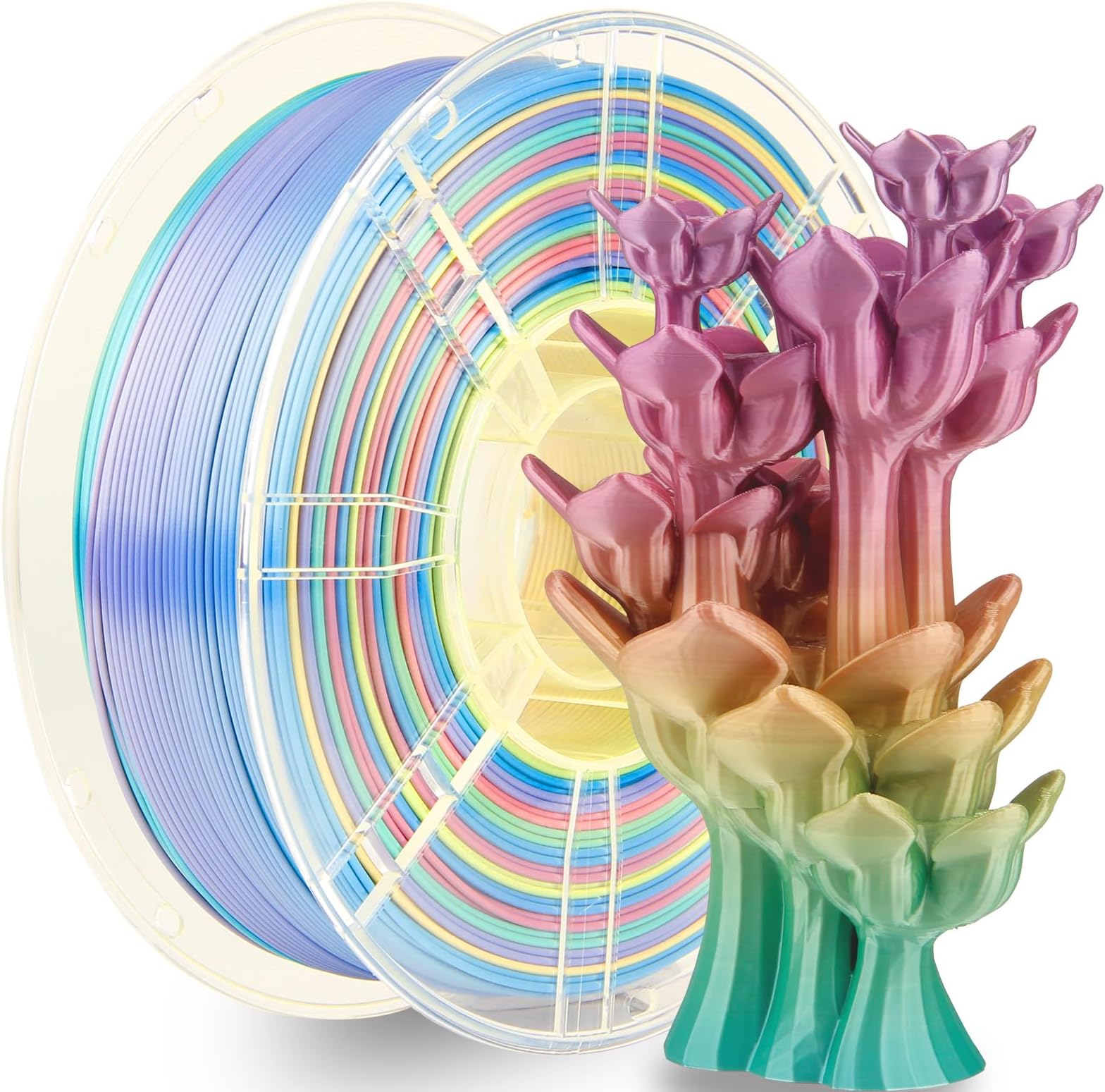 3D Printer Silk Rainbow Multicolor PLA Filamentt 1.75mm 1KG Multi Color ...