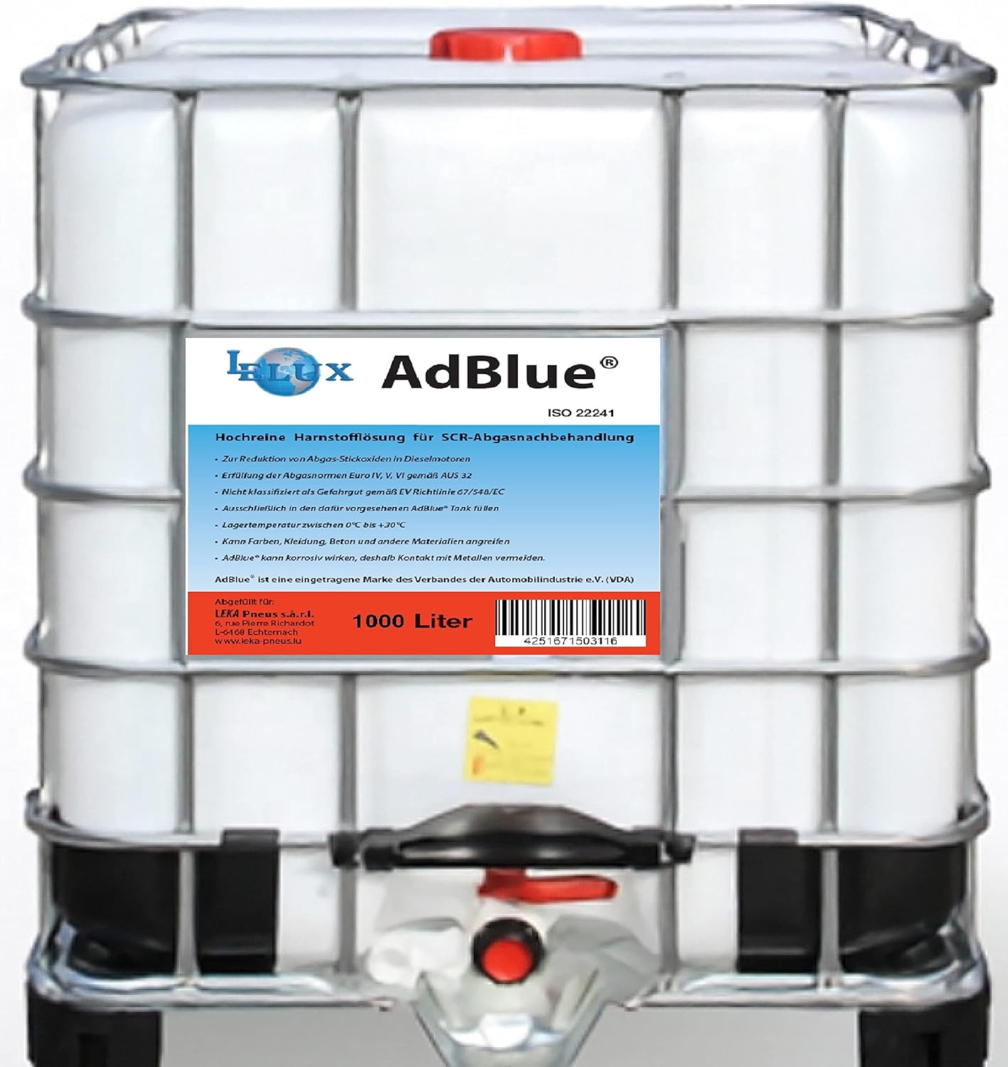LELUX AdBlue IBC 1000 Liter : Amazon.de: Auto & Motorrad