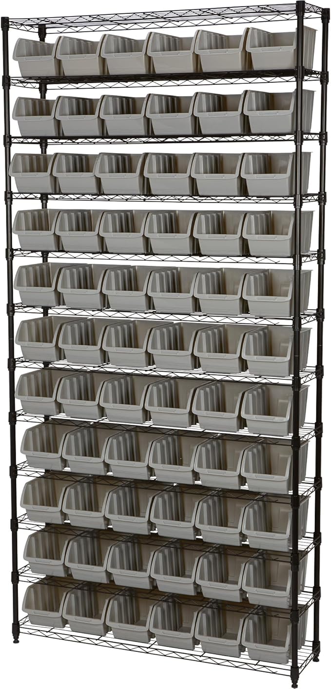 Amazon.com: Strongway 12-Tier Single Side Wire Shelving Unit with 66 ...