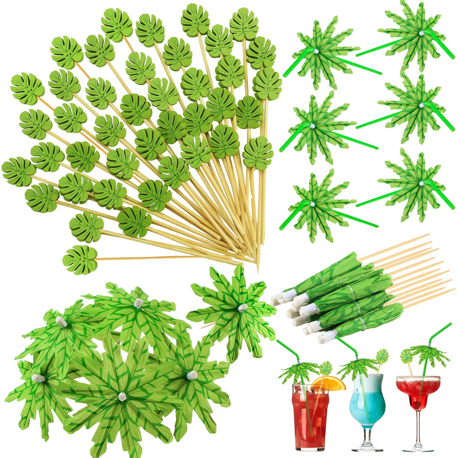 Amazon.com: Lallisa 300 Pcs Umbrella Straws with Drink Umbrellas ...