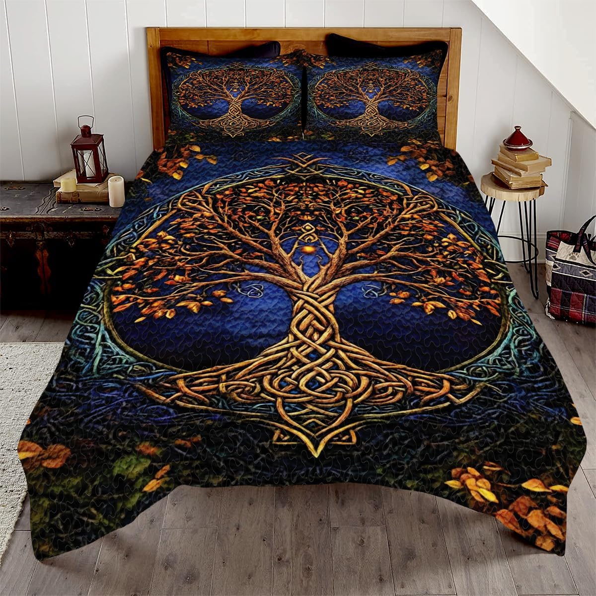 Amazon.com: Celtic Viking Tree of Life Quilt Set, Yggdrasil Bed Sets ...