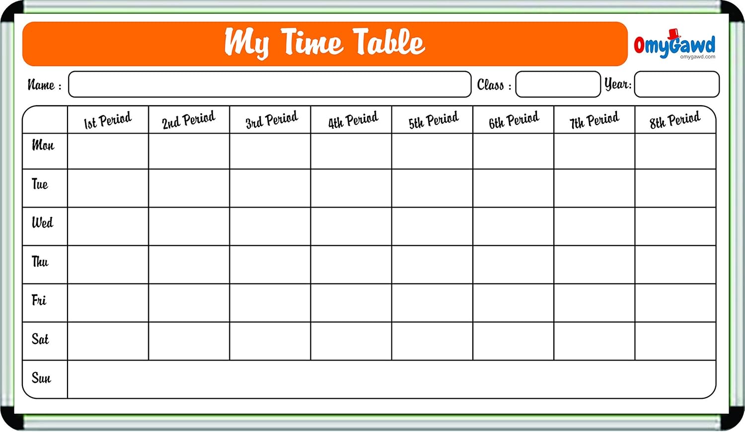 My Time Table Board(4 feet x 3 feet) by OmyGawd : Amazon.in: Office ...