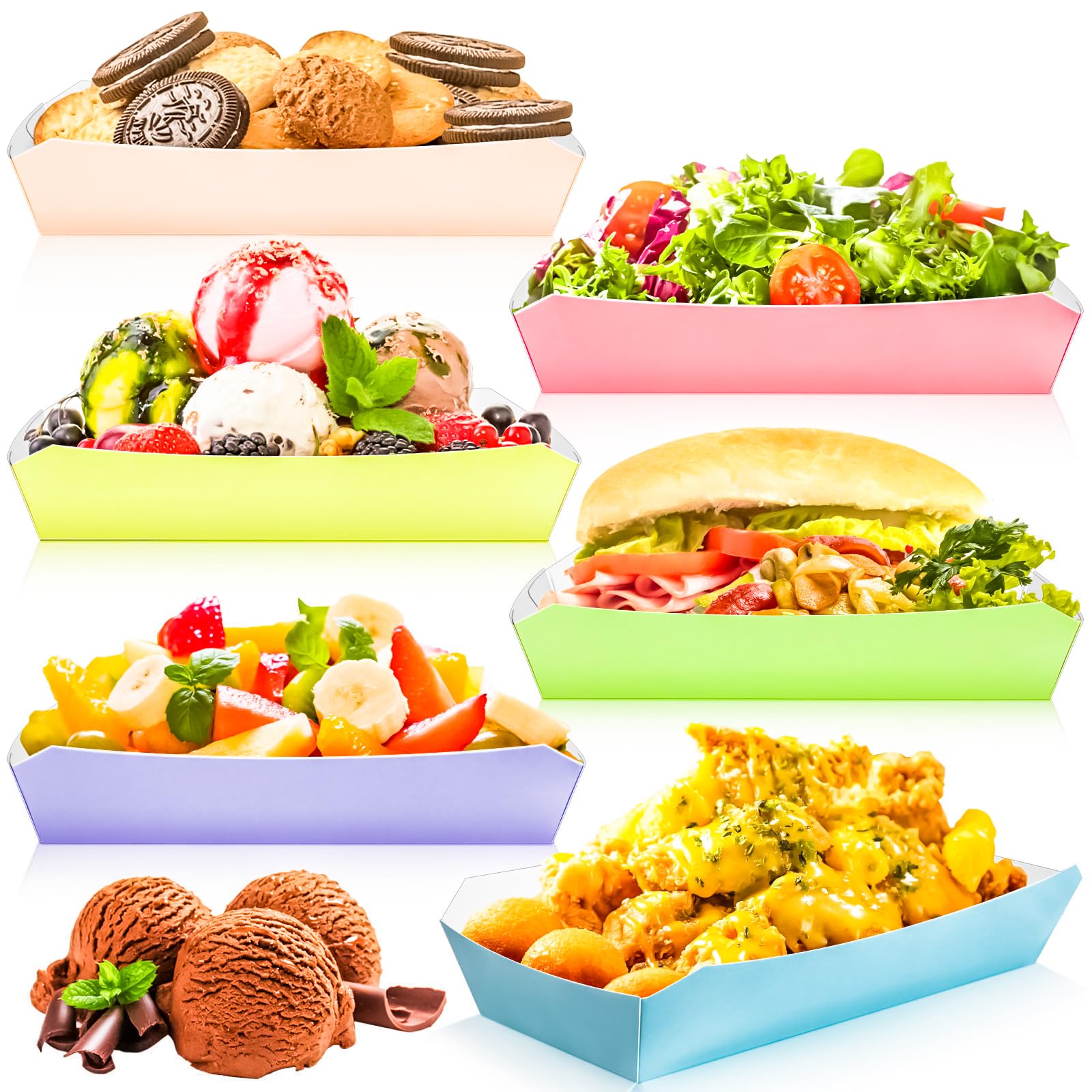 Snapklik.com : MotBach 7inch 2.5Lb Paper Food Boat Trays Disposable ...