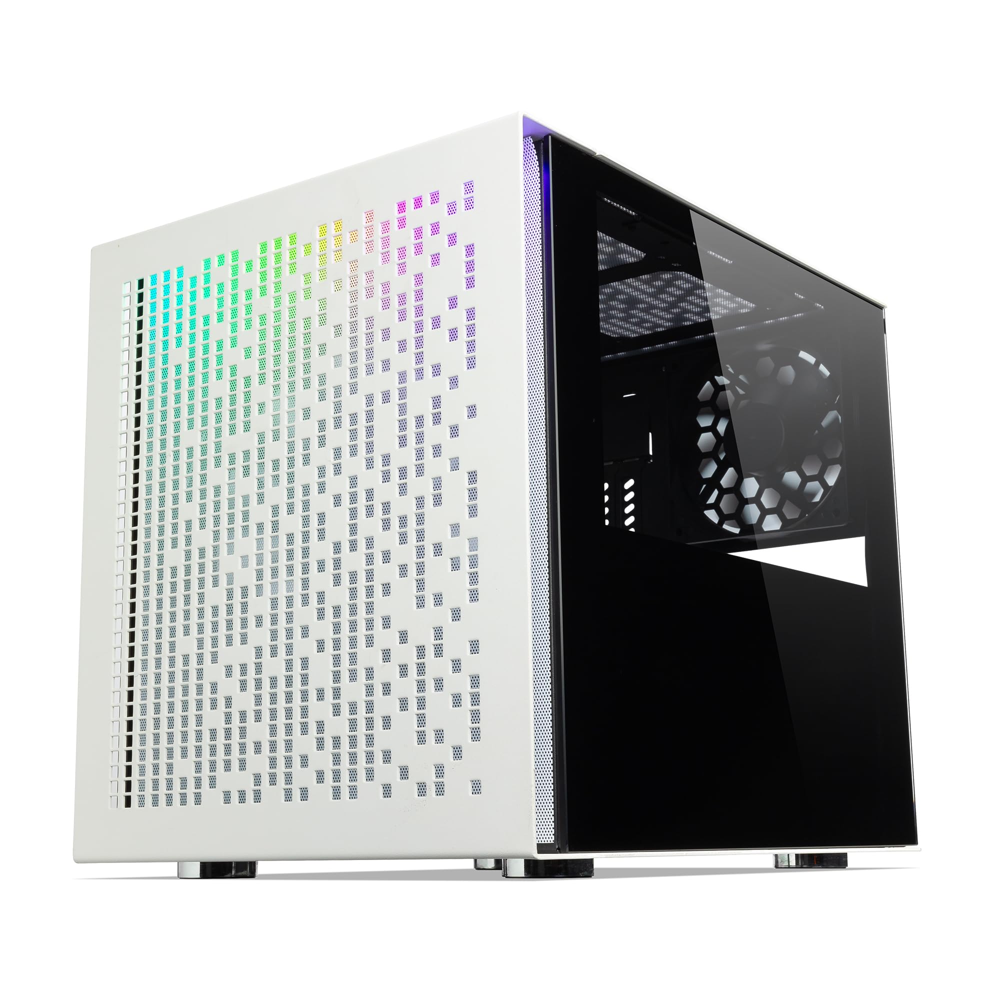 Tecware White Quad TG RGB mATX/mITX Gaming & B2B Chassis w/ 1 x 200mm ...