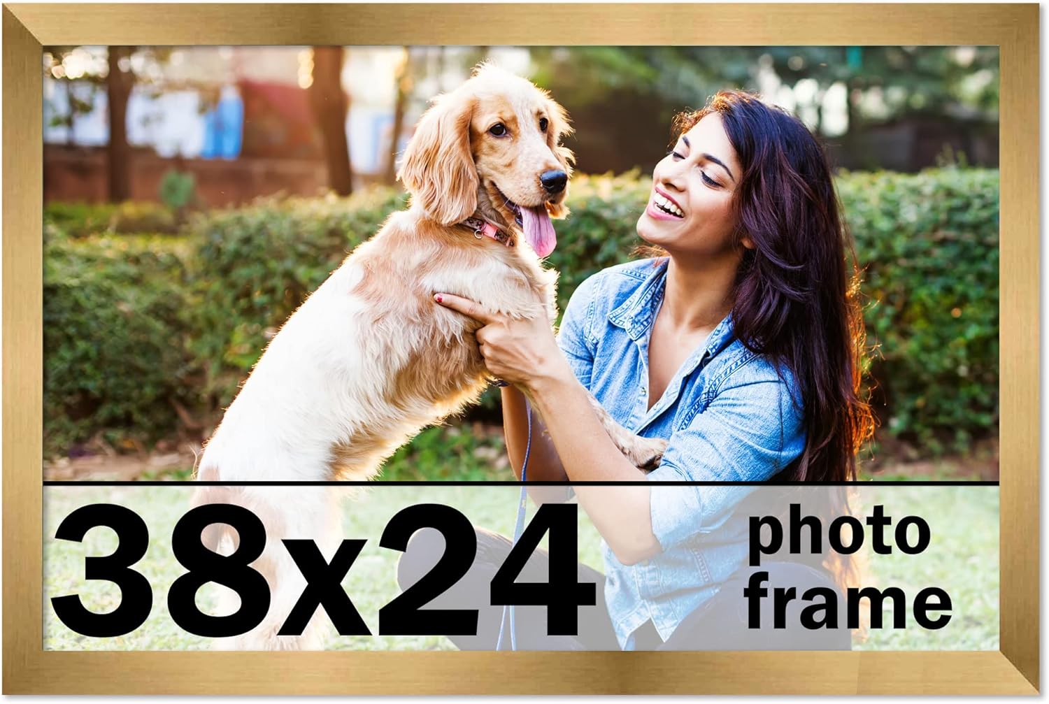 Amazon.com - CountryArtHouse 38x24 Frame Gold Bronze Modern Solid Wood ...