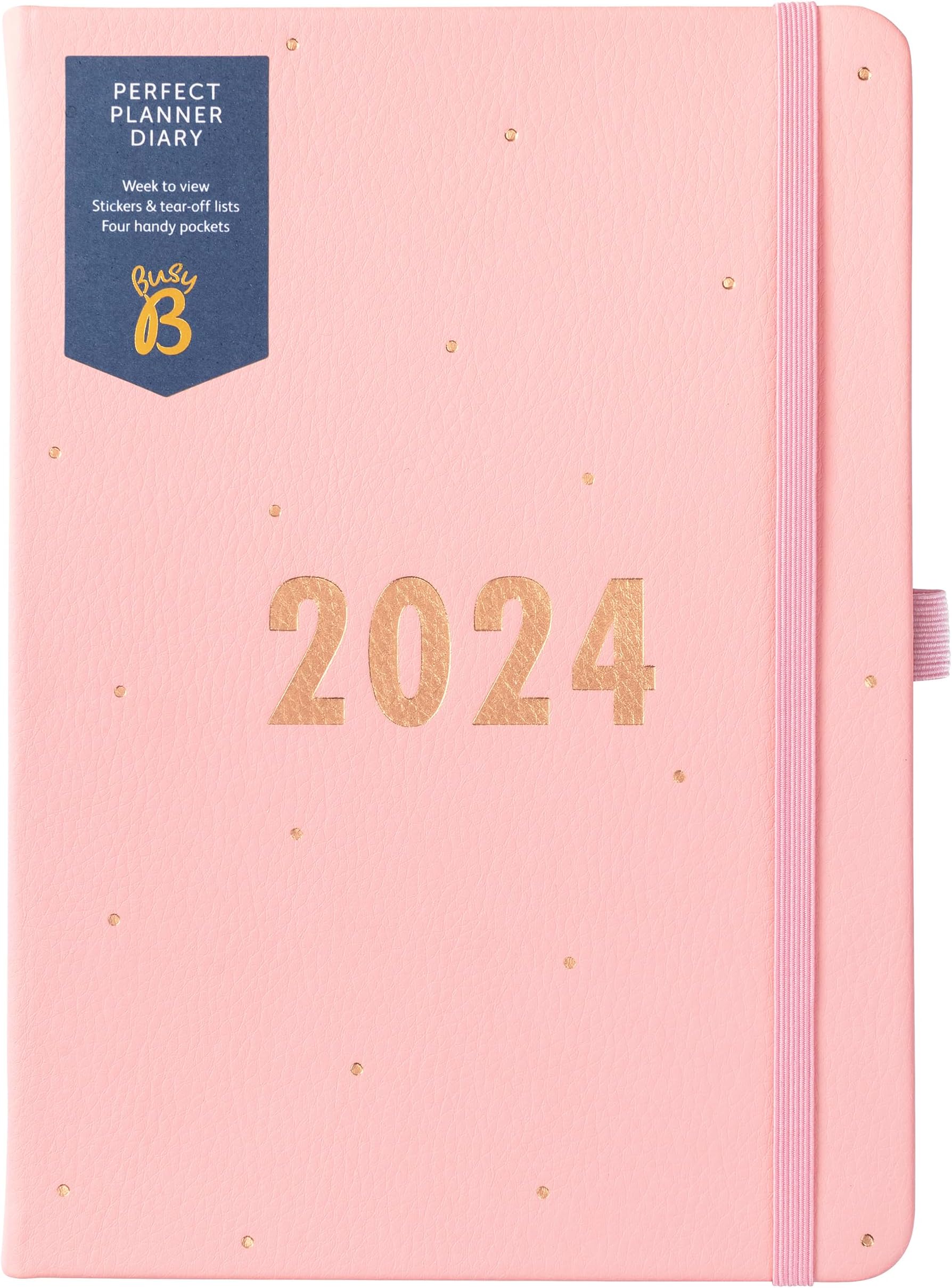 Busy B Family Diary January to December 2024 - A5 Rose - Faux Leather ...