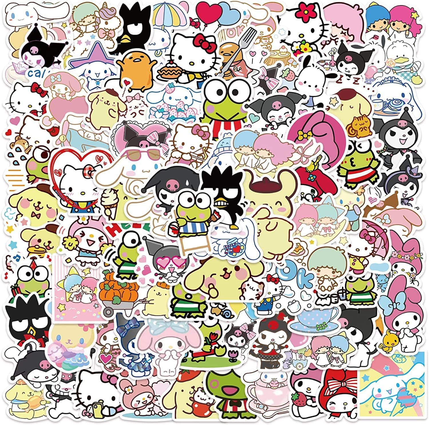 Amazon.com: 100Pcs Cute Stickers Pack Hello Kittty Stickers Mymelody ...