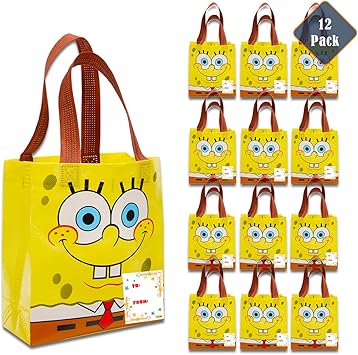 Amazon.com: Spongebob Squarepants Party Favor Bags Set – 12 Pack of 8 ...