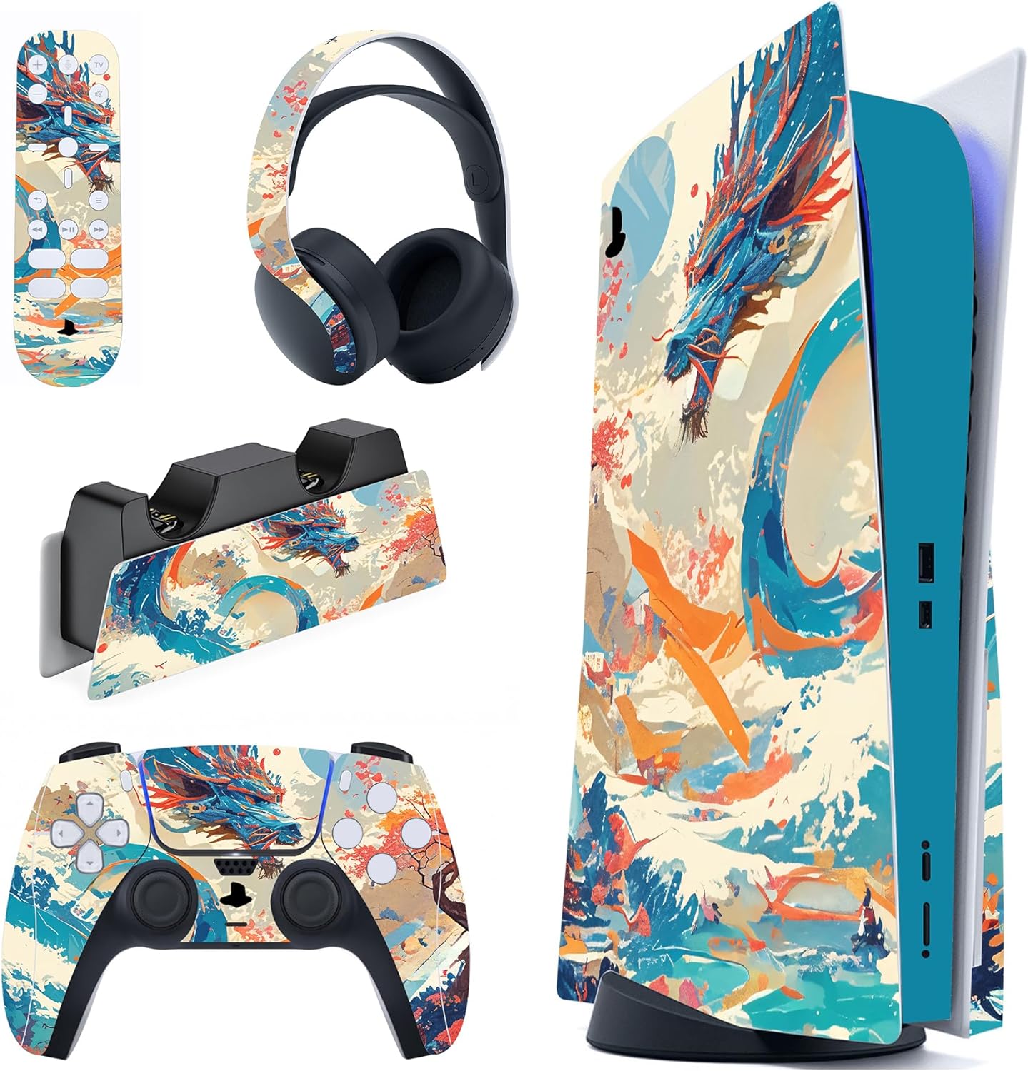 Amazon.com: PlayVital Full Set Skin Decal for ps5 Console Disc Edition ...