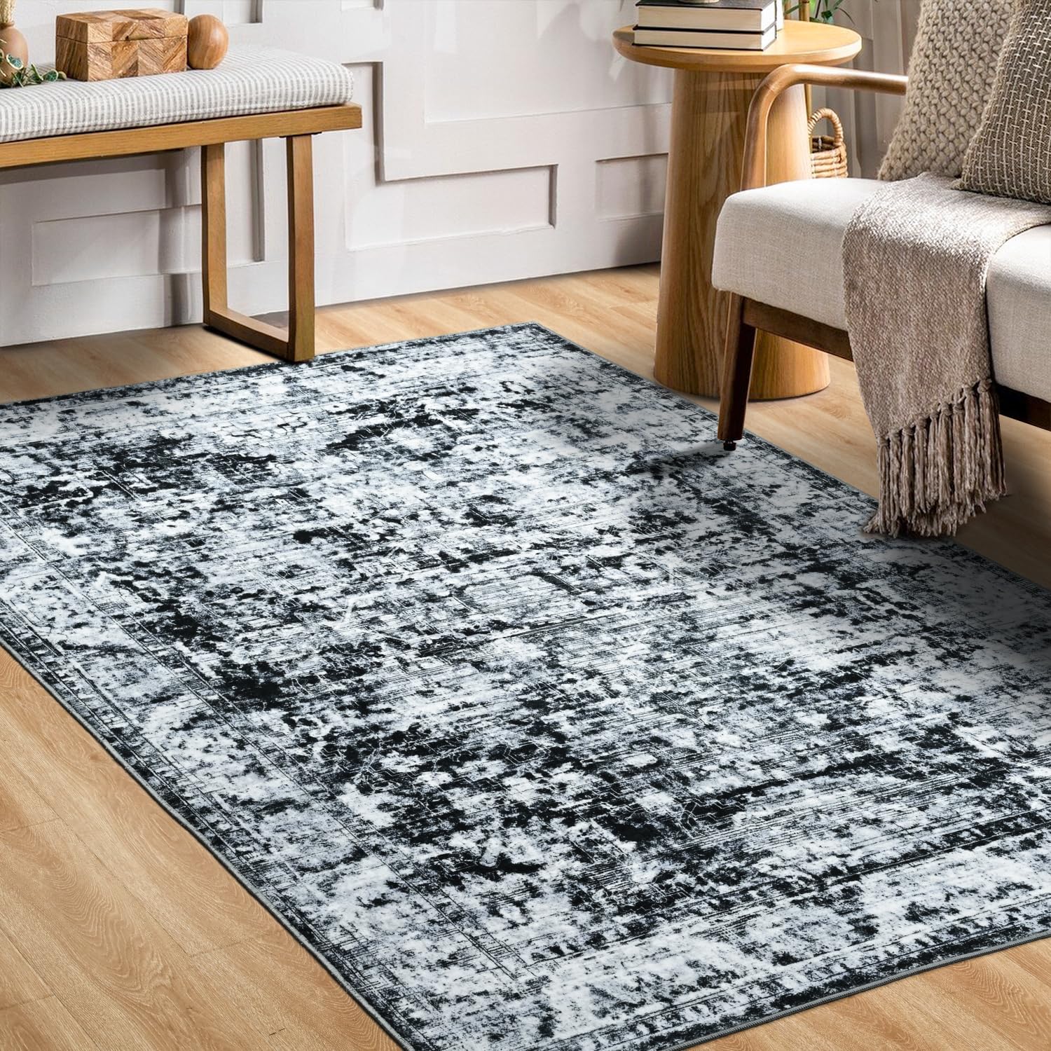 Amazon.com: QXKAKA 5x8 Rugs for Living Room, Vintage Washable Area Rug ...
