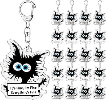 Amazon.com: Ferreve 20 Pcs Funny Cat Keychains Employee Appreciation ...