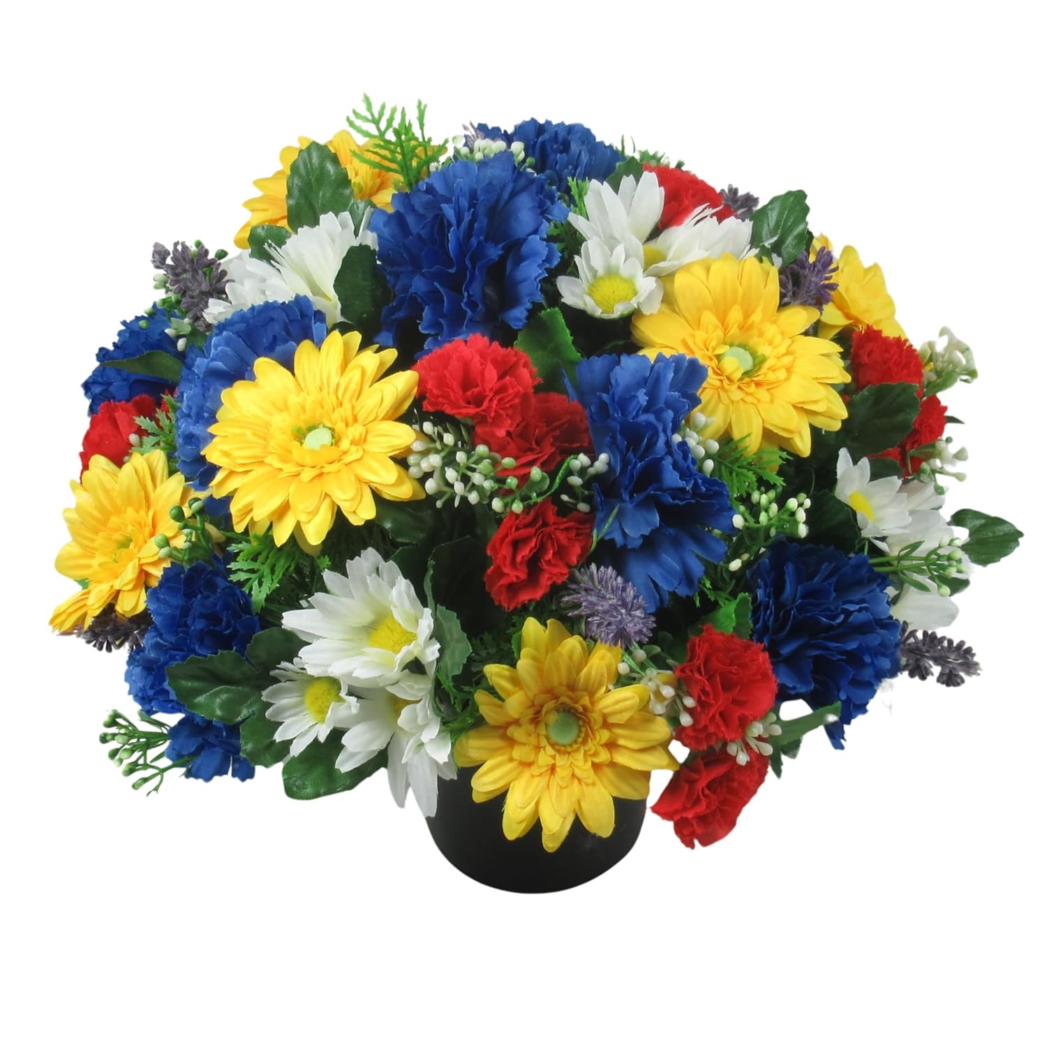 Colourful Artificial Flower Grave Arrangement with Gerbera, Carnations ...