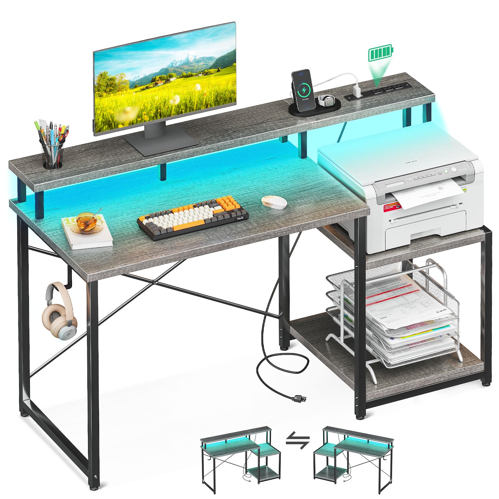 Snapklik.com : AODK Computer Desk, 48 Inch Gaming Desk