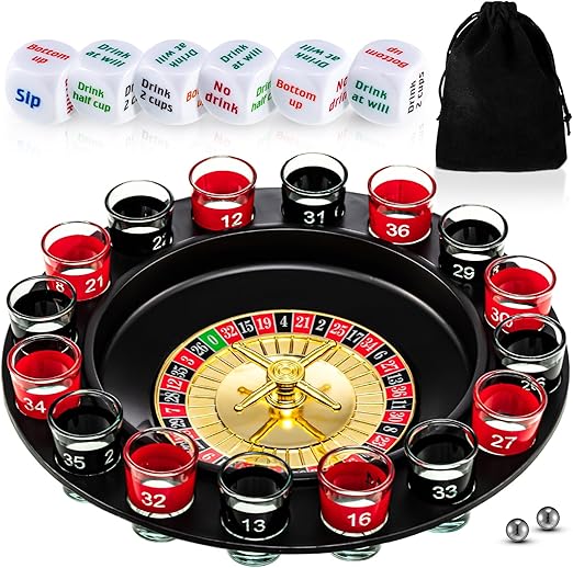 Amazon.com: Hiboom Shot Glass Roulette Game and Drinking Dice Set Shot ...