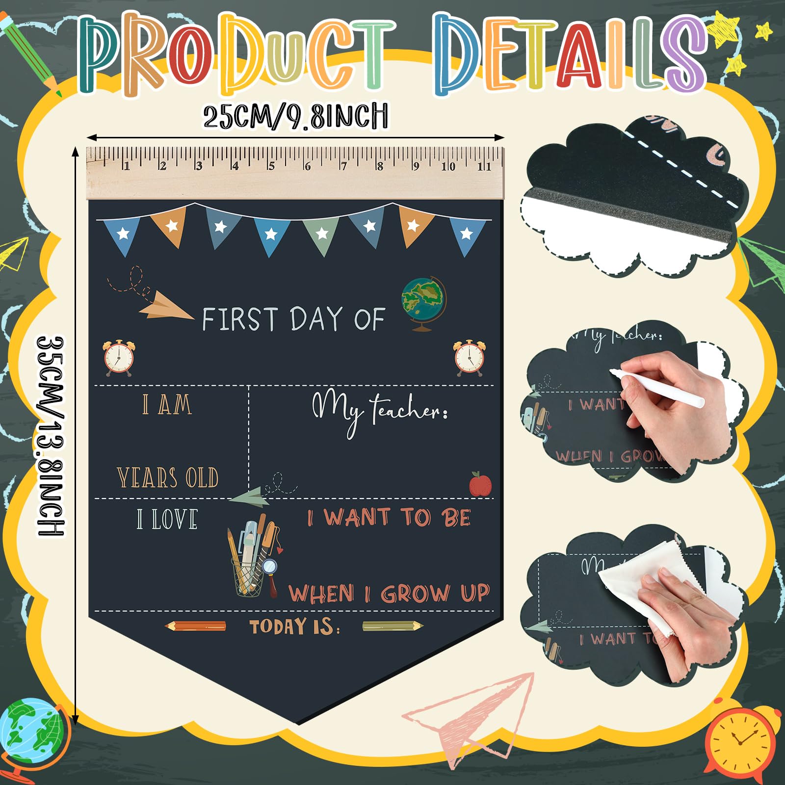 Snapklik.com : First And Last Day Of School Chalkboard Rainbow First ...