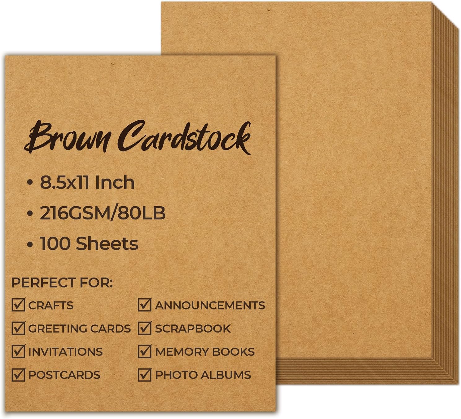 Amazon.com : 100 Brown Kraft Fiber 80# Cover Paper Sheets - 8.5" X 14 ...