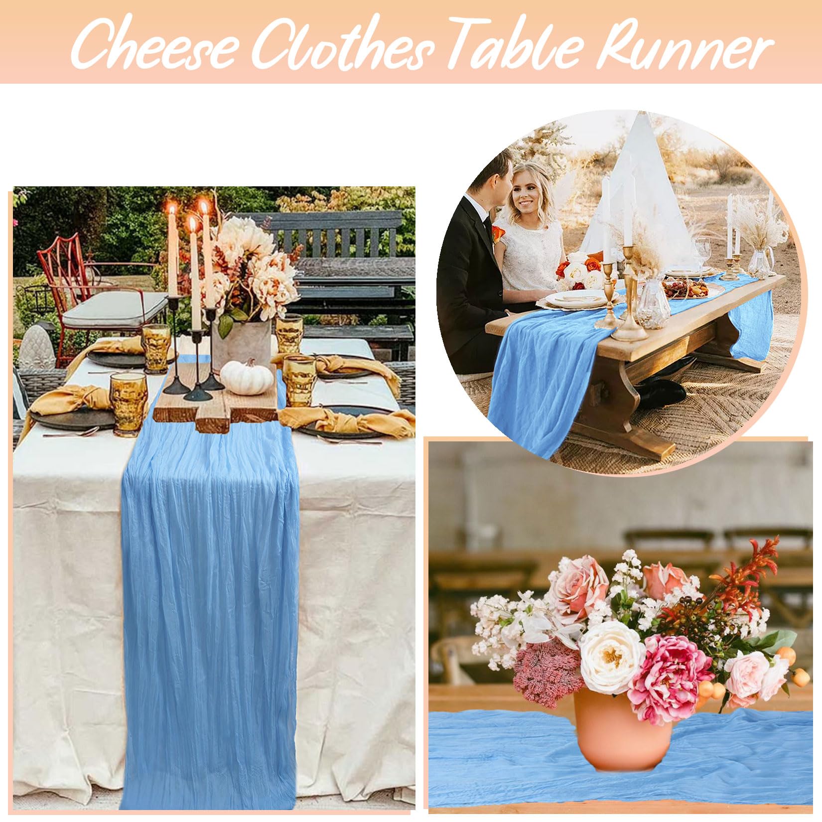 Snapklik.com : Cheese Cloth Table Runner 13 FT Baby Blue Cheese Fabric ...