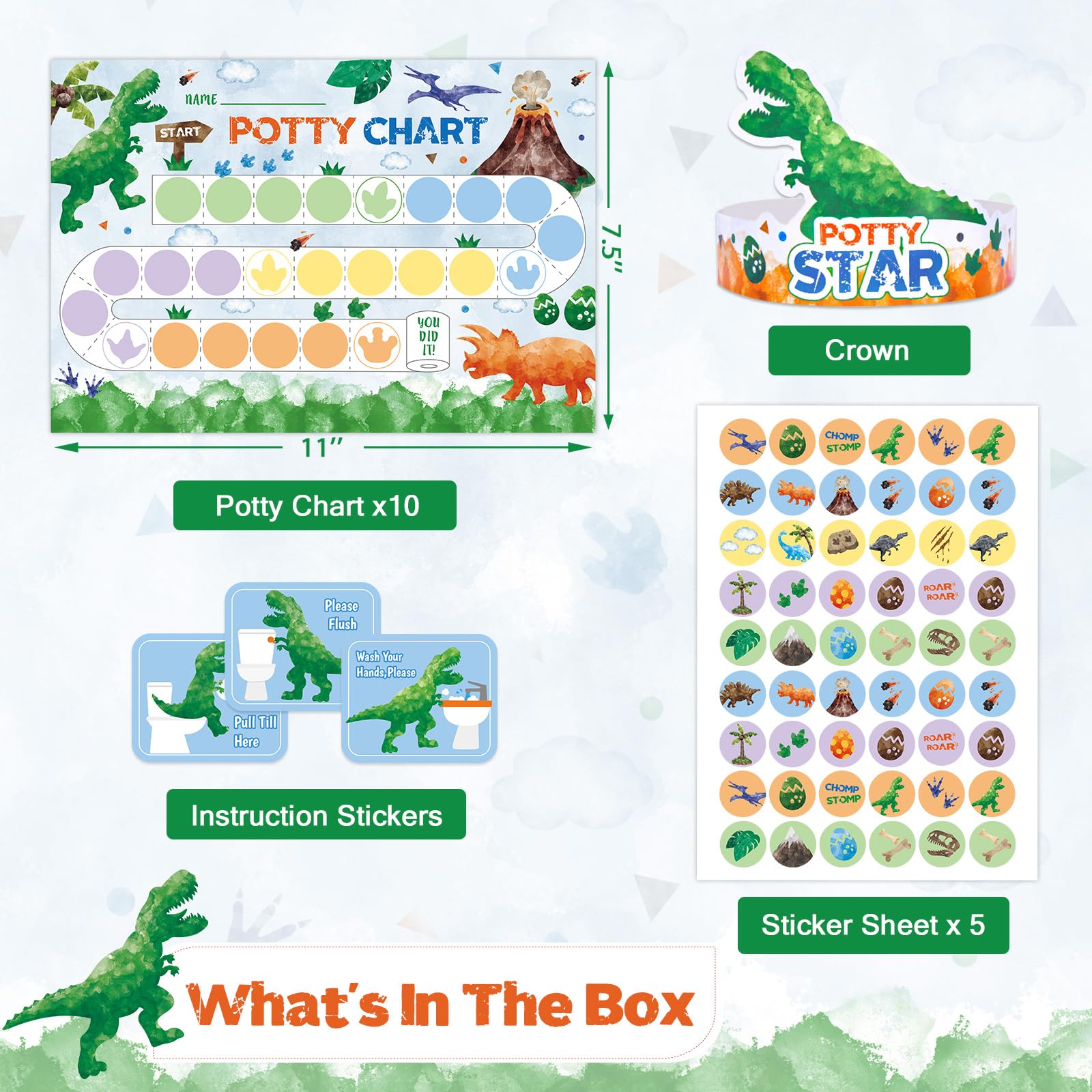 Snapklik.com : WERNNSAI Dinosaur Toilet Training Reward Chart - 270 ...