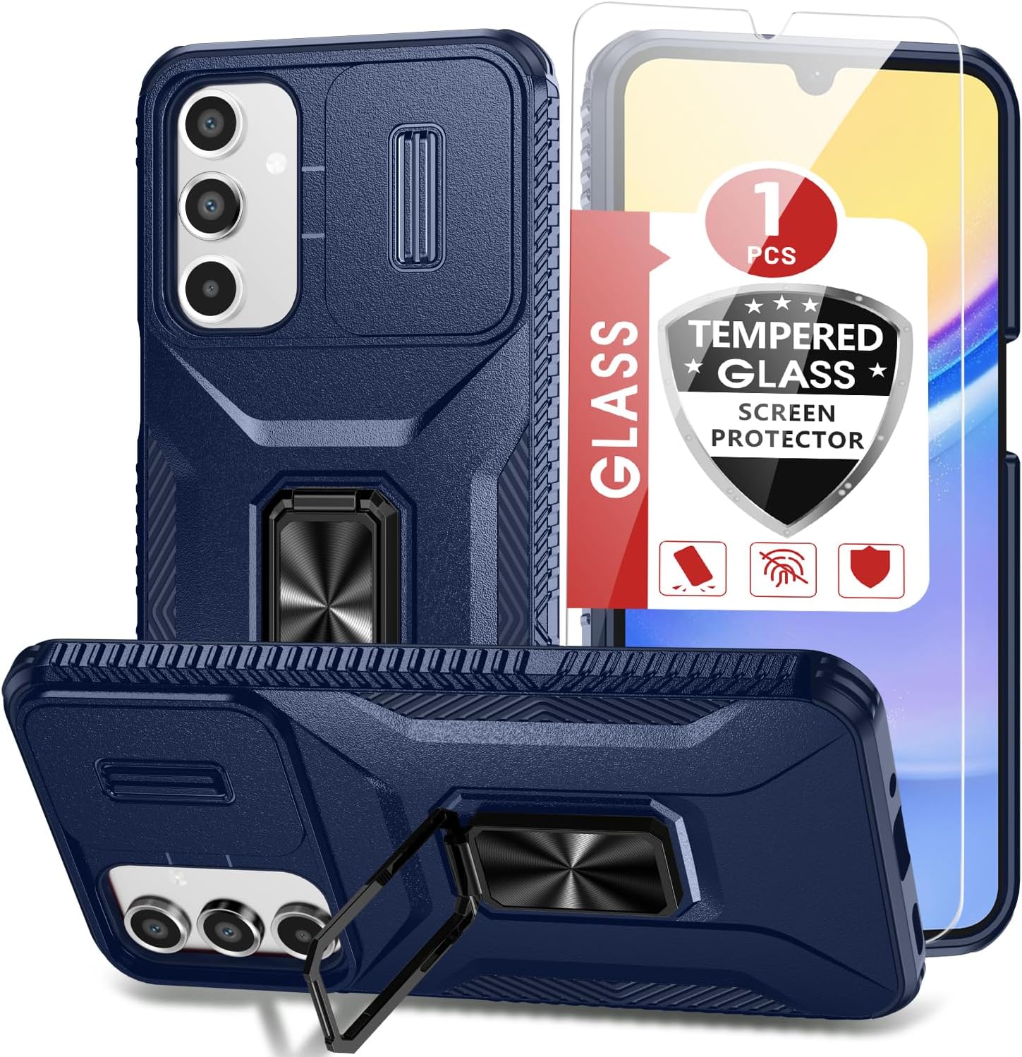 Amazon.com: AZHEPU for Samsung Galaxy A16 5G Case with Tempered Glass ...