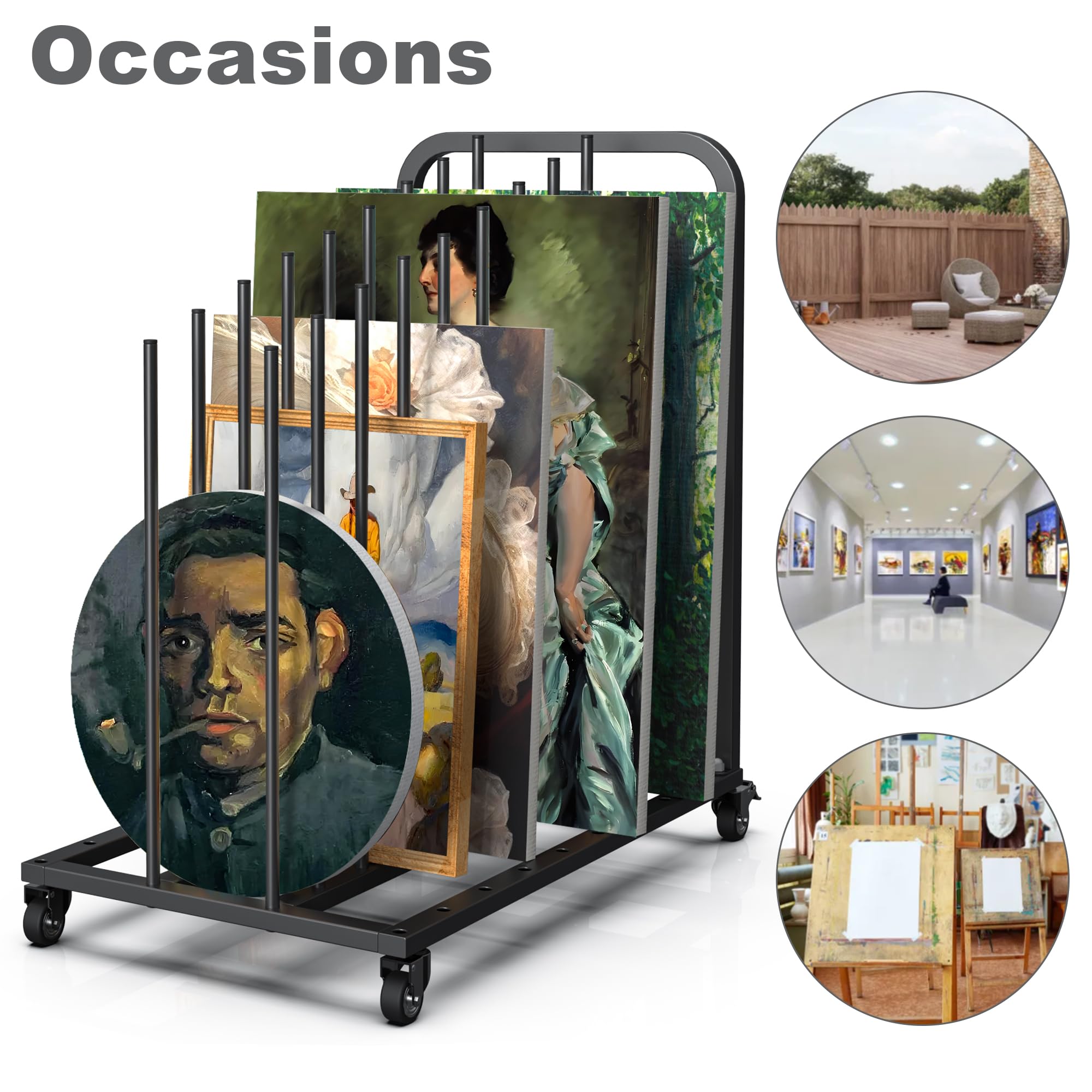 Art Display Racks With Wheels Mobile Supports For Fine Arts, Artworks