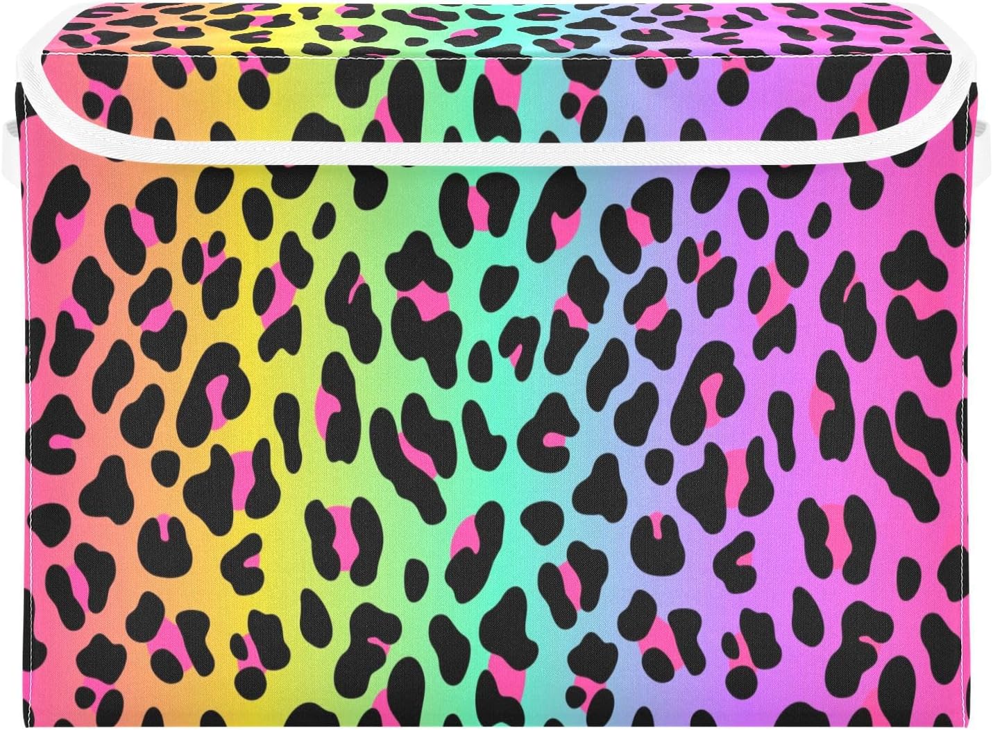 Amazon.com: Large Collapsible Storage Bins with Lids, Rainbow Leopard ...