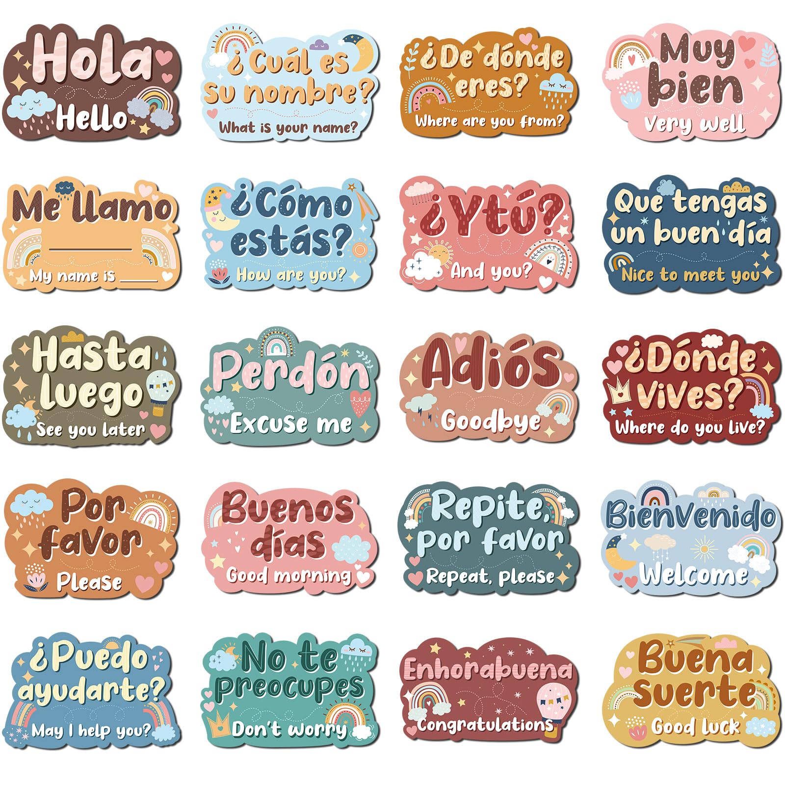 Snapklik.com : Pasimy 20 Pcs Spanish Posters Spanish Phrases Classroom ...