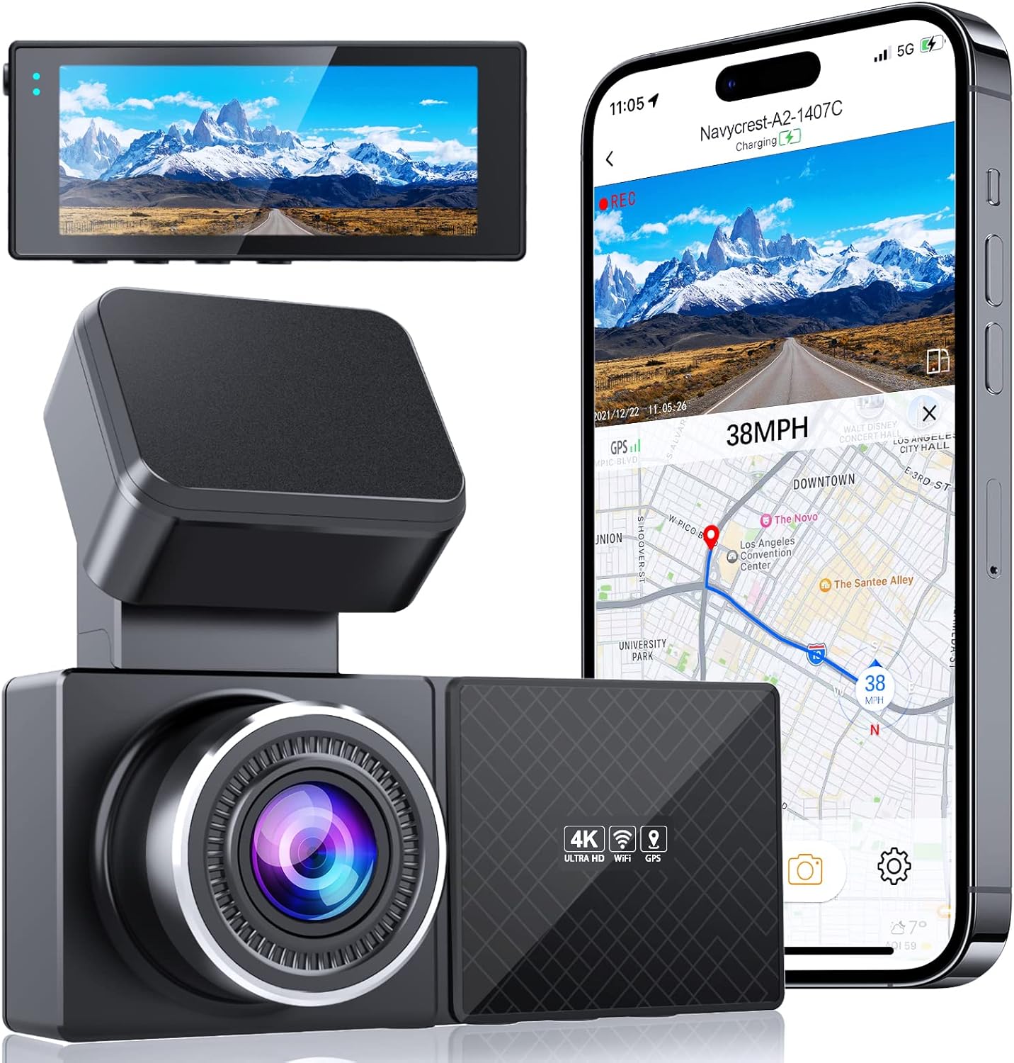Amazon.com: 4K Dash Cam Built in WiFi GPS, Car Camera Dash Cam Front ...