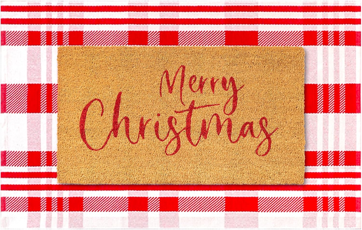 Amazon.com: Christmas Door Mat Set, 2-Piece Layered Front Porch Welcome ...