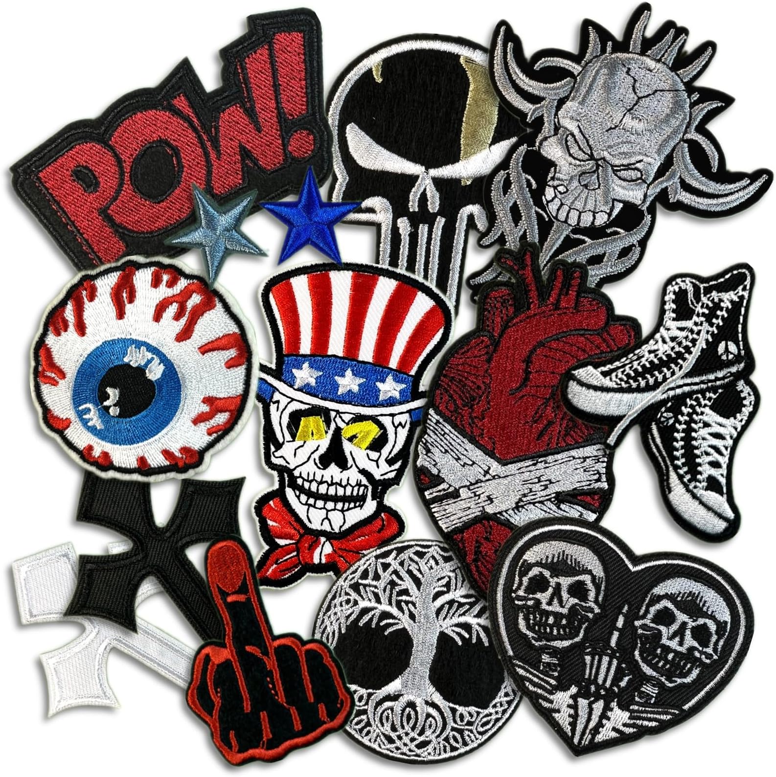 Amazon.com: Red Skull Military Patch Embroidered Iron-On Skeleton ...